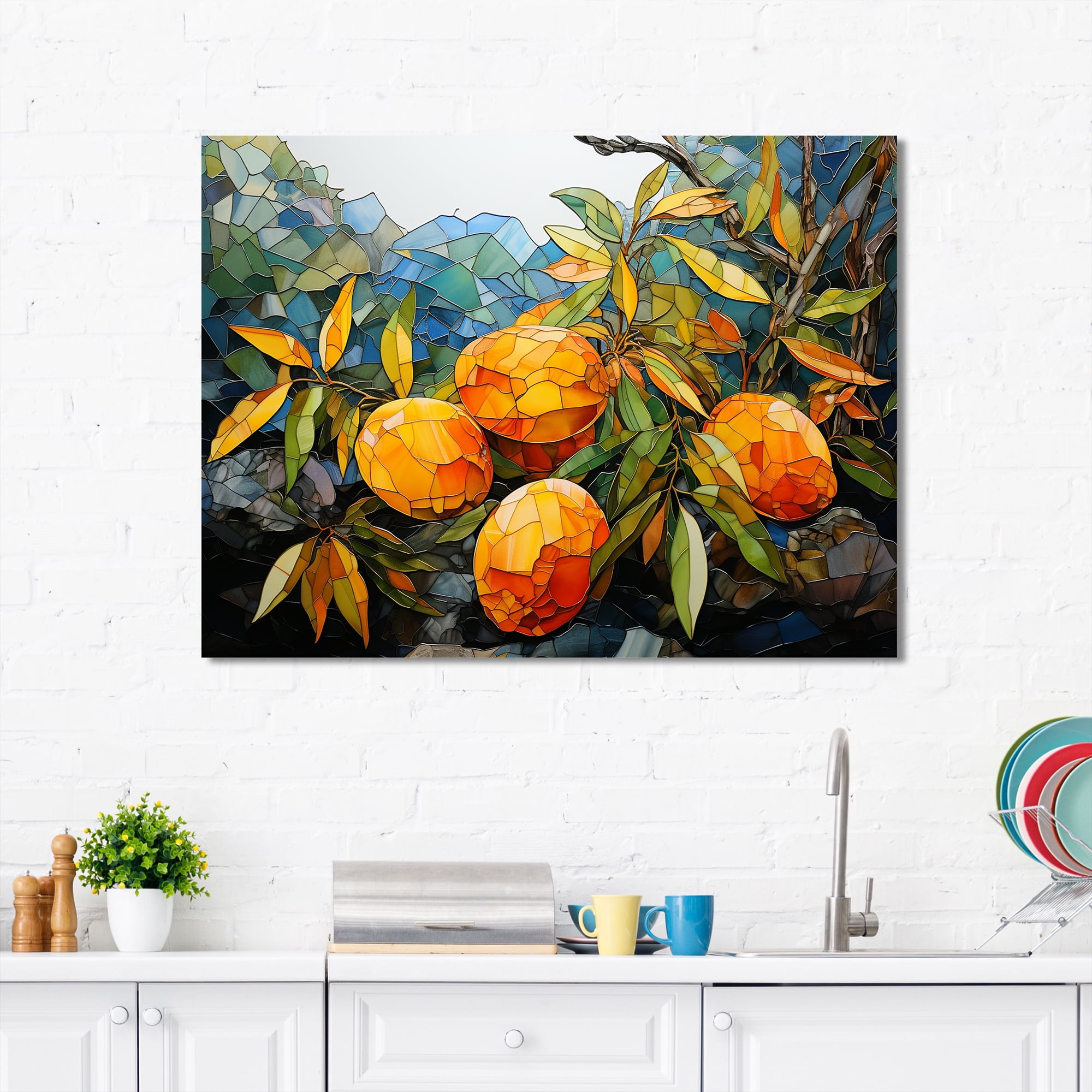 Designart "Golden Mango Mosaic Refreshment I" Food & Beverage Wall Art ...