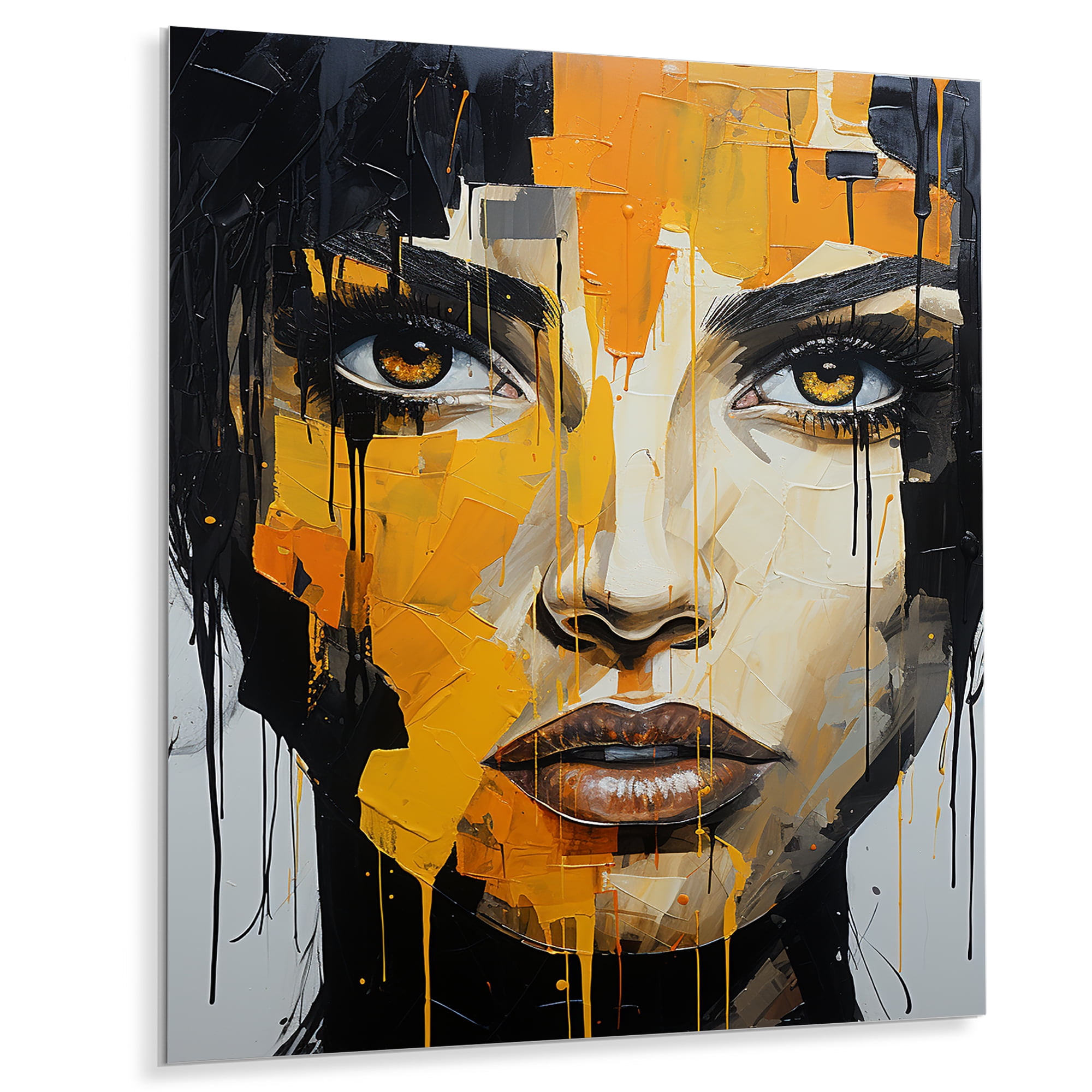 Designart "Golden Mystery Female Likeness" Abstract Metal Wall Decor ...