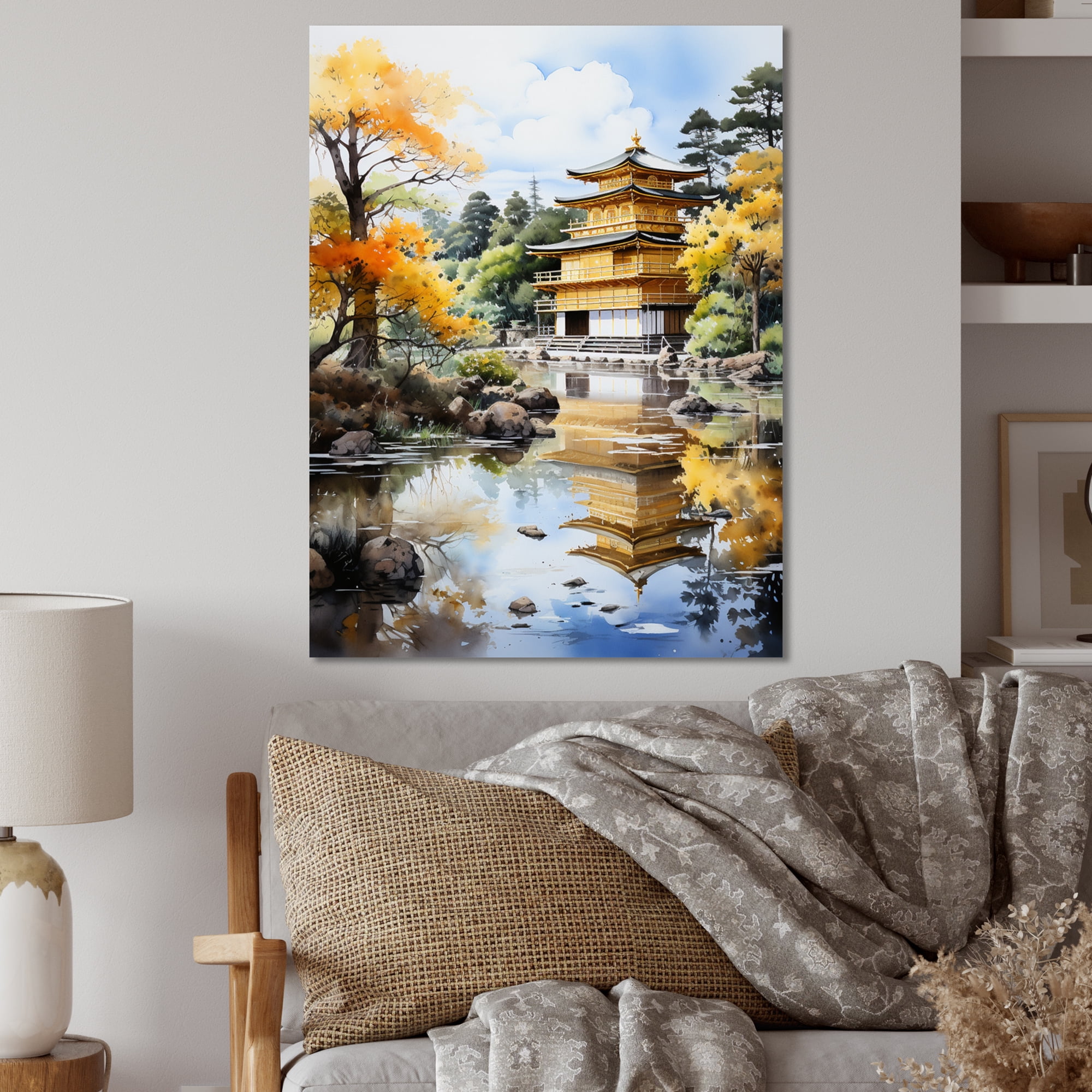 Designart "Golden Pavilion Japon wall decor I" Japanese Metal Wall ...