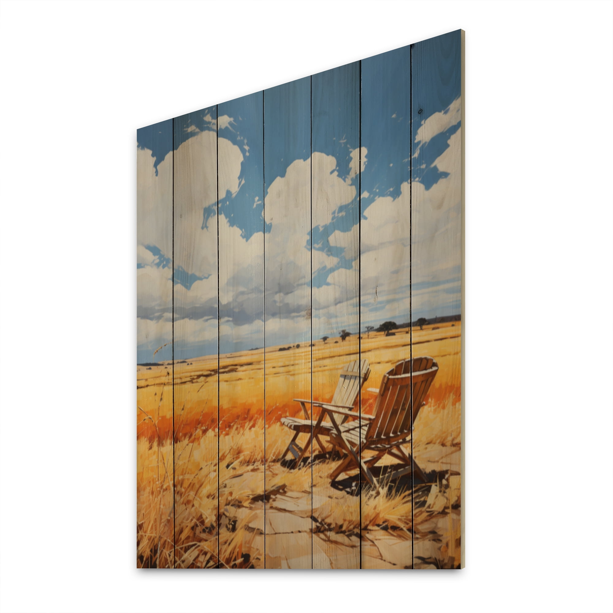 Designart "Golden Prairies Under a Bold Yellow and Blue Sky V ...