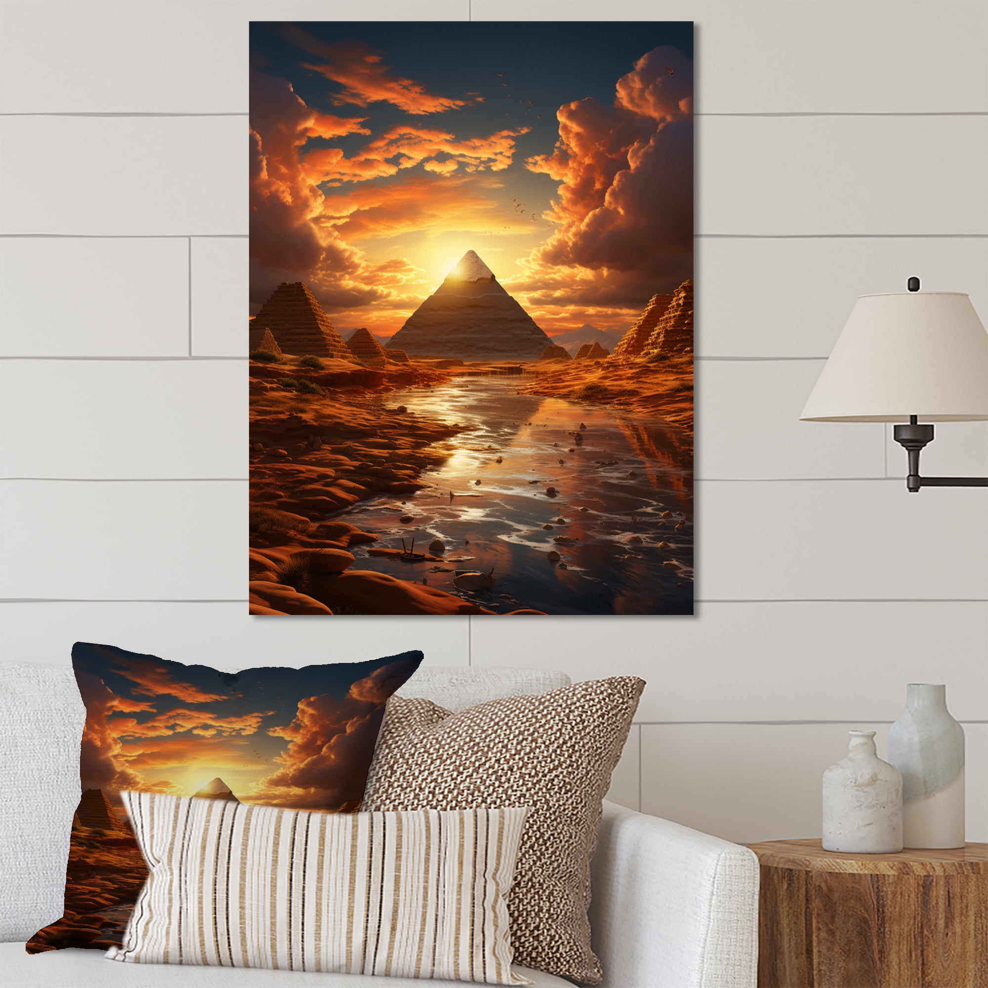 Designart "Golden Pyramids of Egypt I" Egypt Metal Wall Decor - Walmart.com