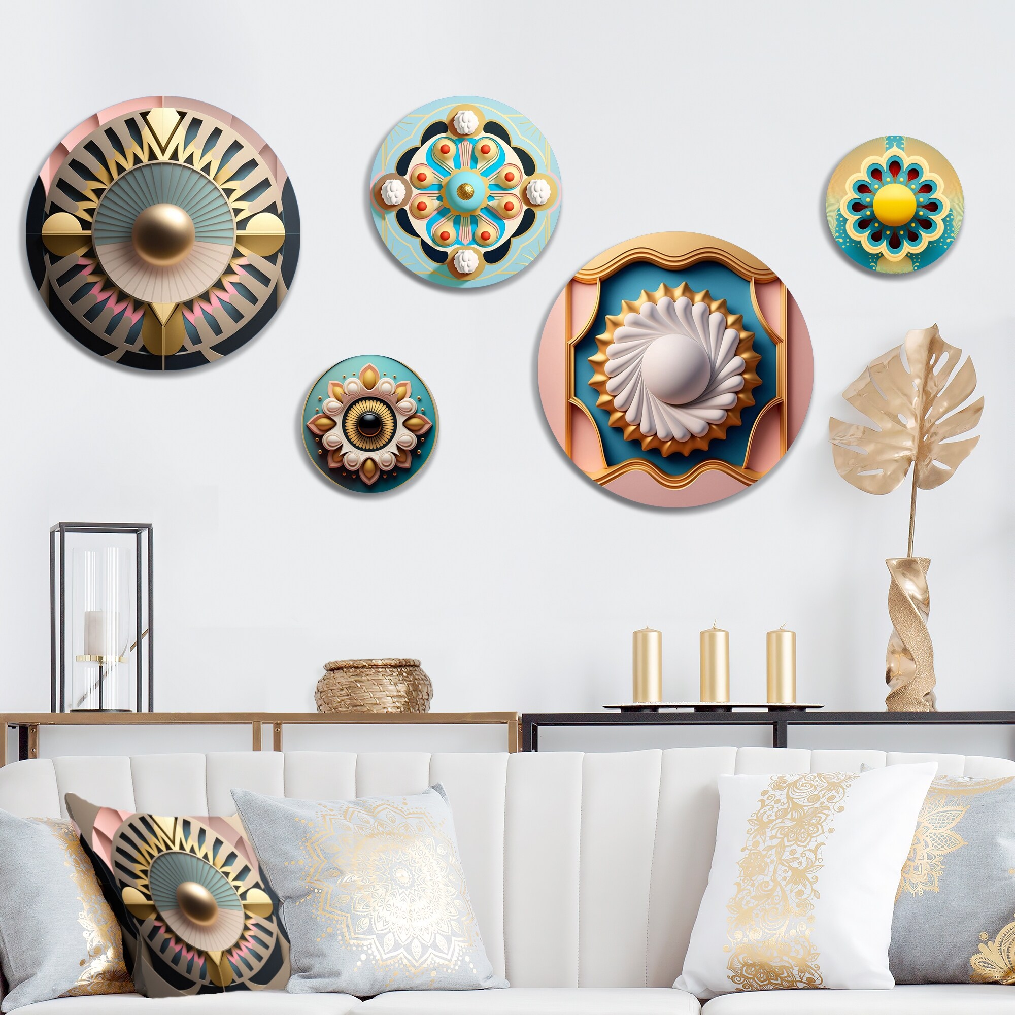 Designart "Golden Sphere Geometrics" Religious Landscape Metal Wall Art ...