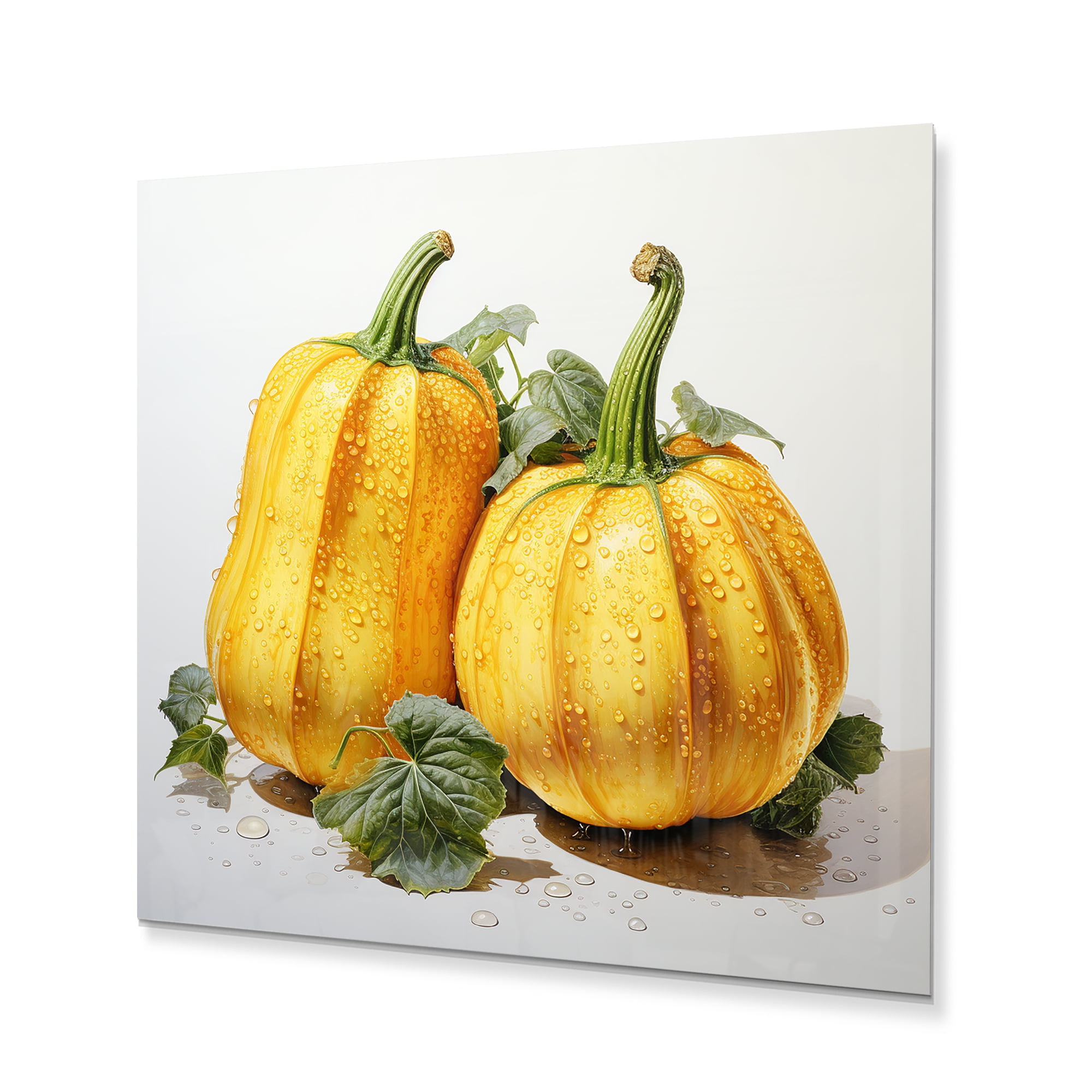 Designart "Golden Squash in Pointillism" Farmhouse Metal Wall Art ...