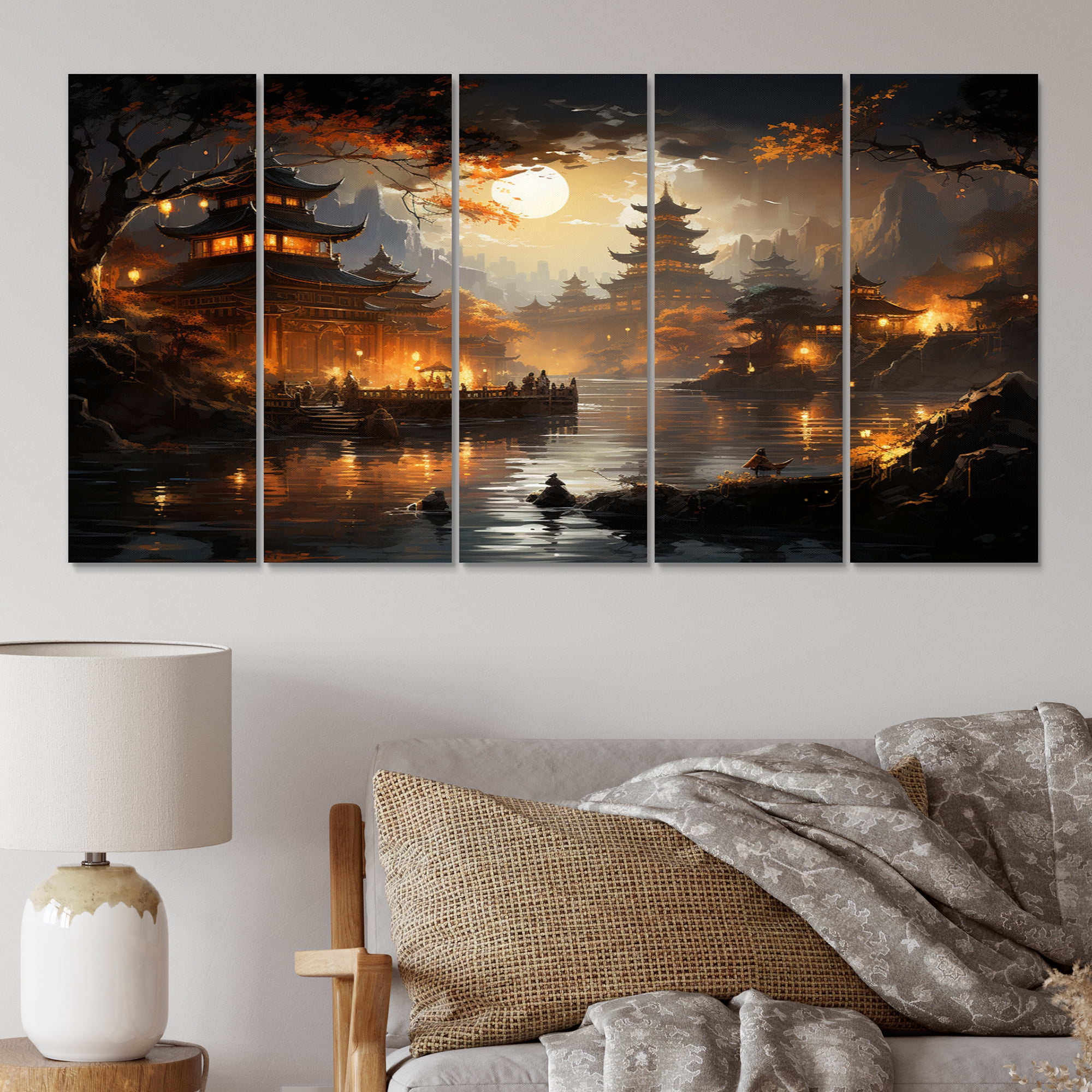 Designart "Golden Temple China Art painting II" Chinese Wall Art Prints ...