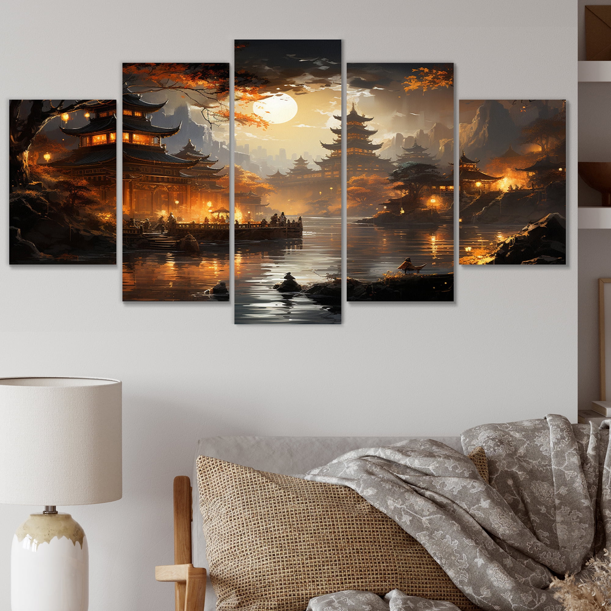 Designart "Golden Temple China Art painting II" Chinese Wall Art Prints ...