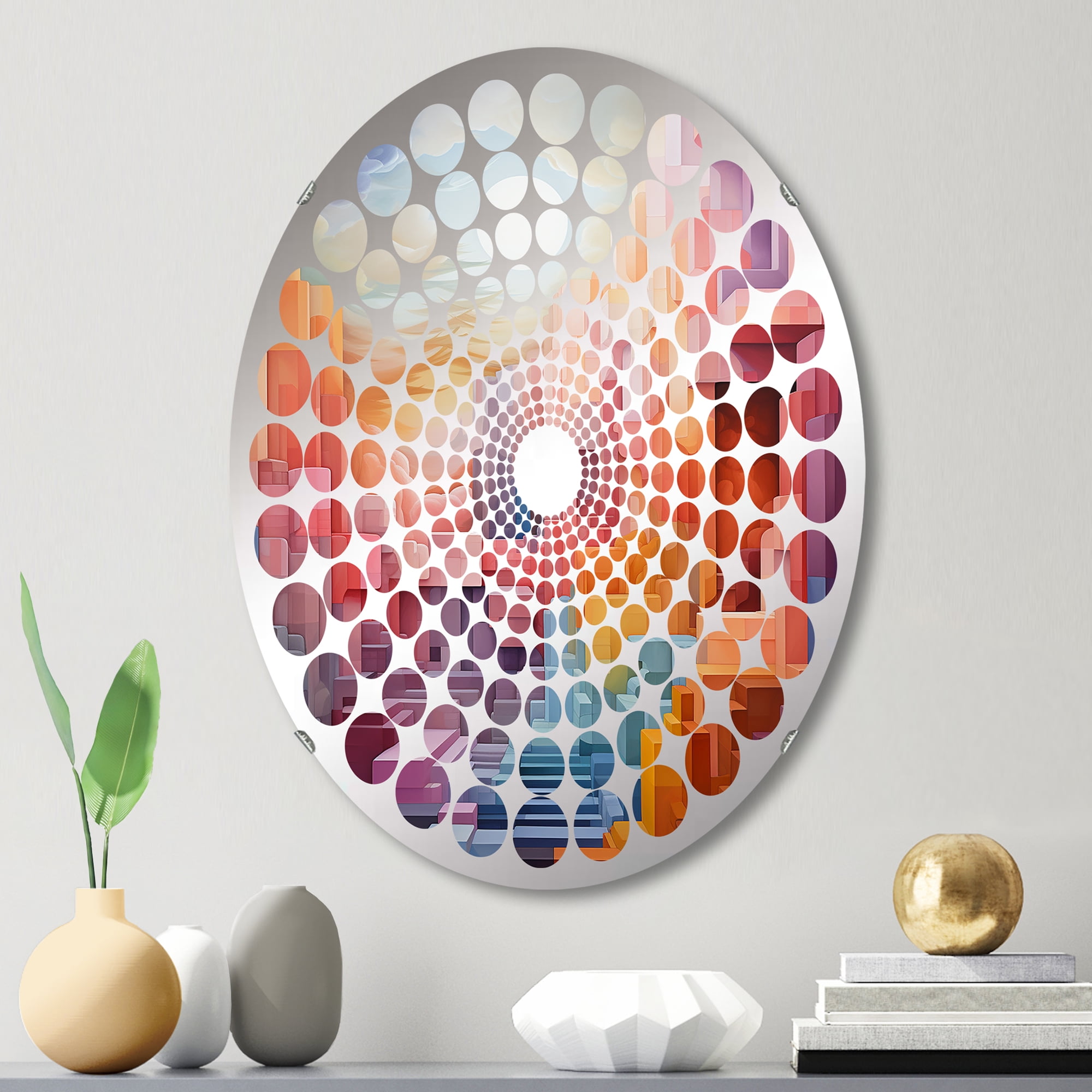 Designart "Gorge's Morning Spectrum" Rainbow Radial Dot Round Wall ...