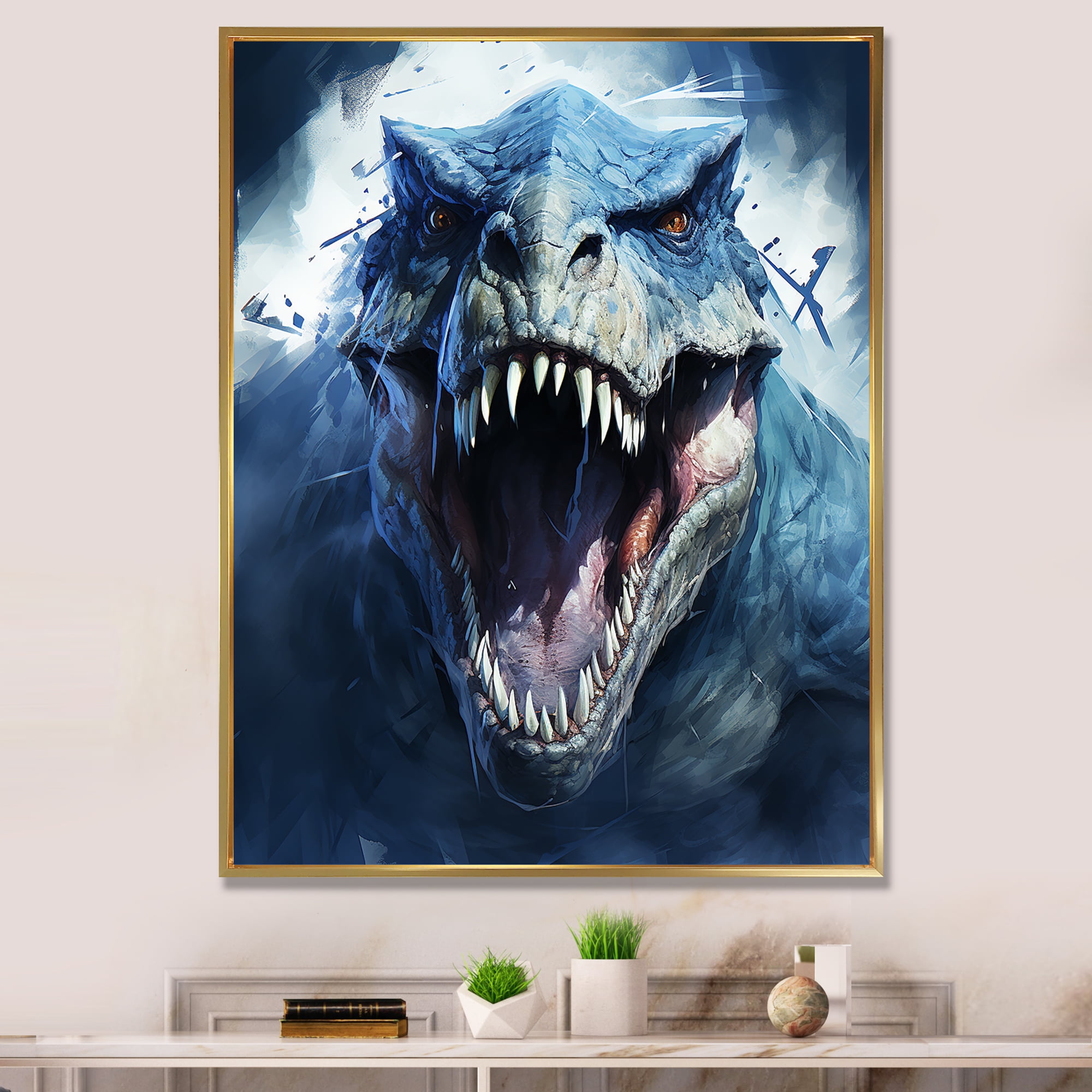 Designart "Gothic Dino Giants T-Rex" Animals Framed Wall Art - Modern ...