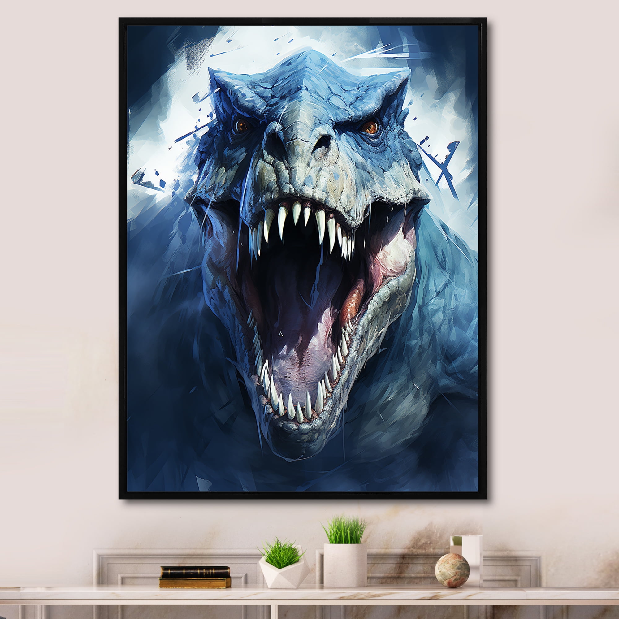 Designart "Gothic Dino Giants T-Rex" Animals Framed Wall Art - Modern ...