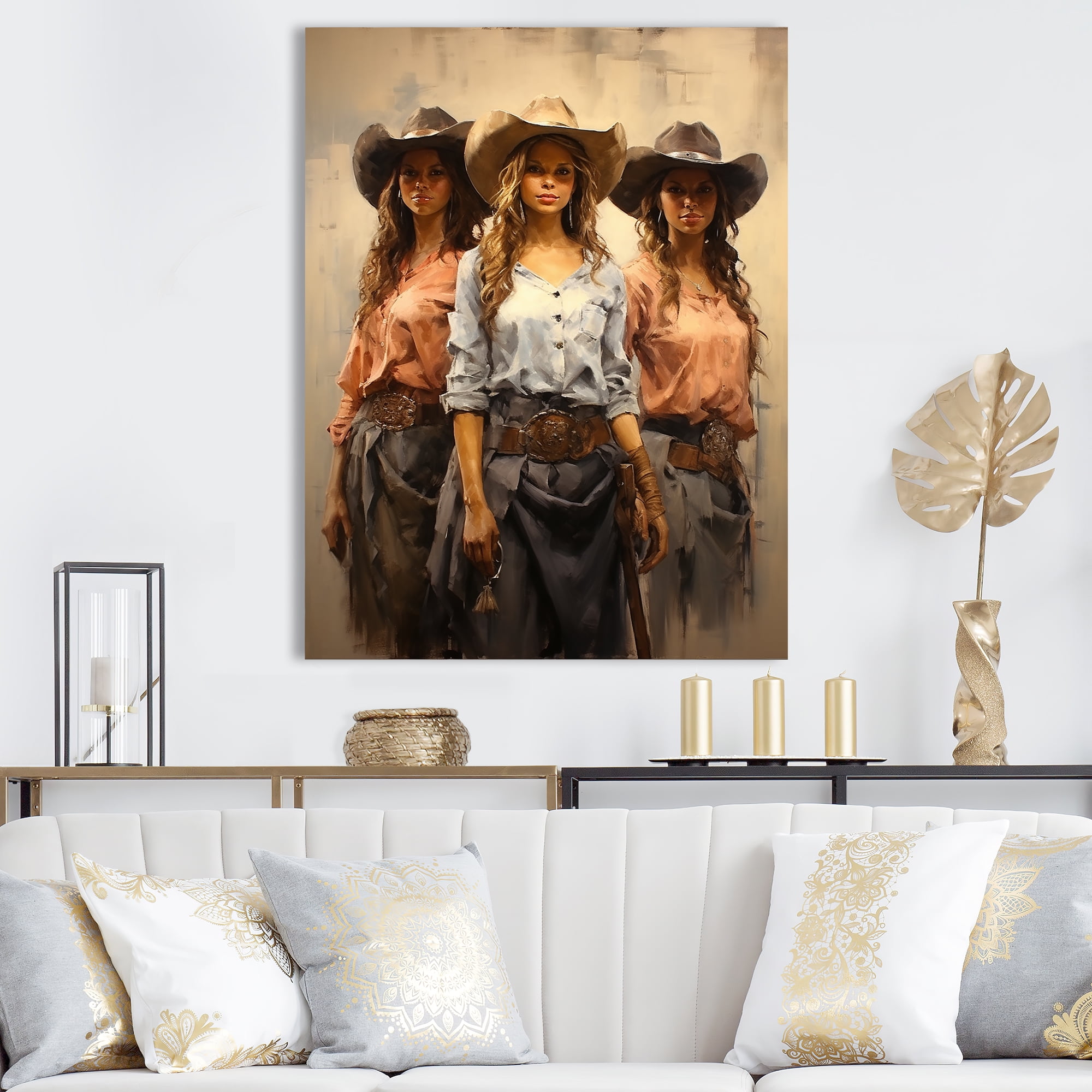 Designart "Grace of Western Cowgirls V" People Canvas Wall Art ...