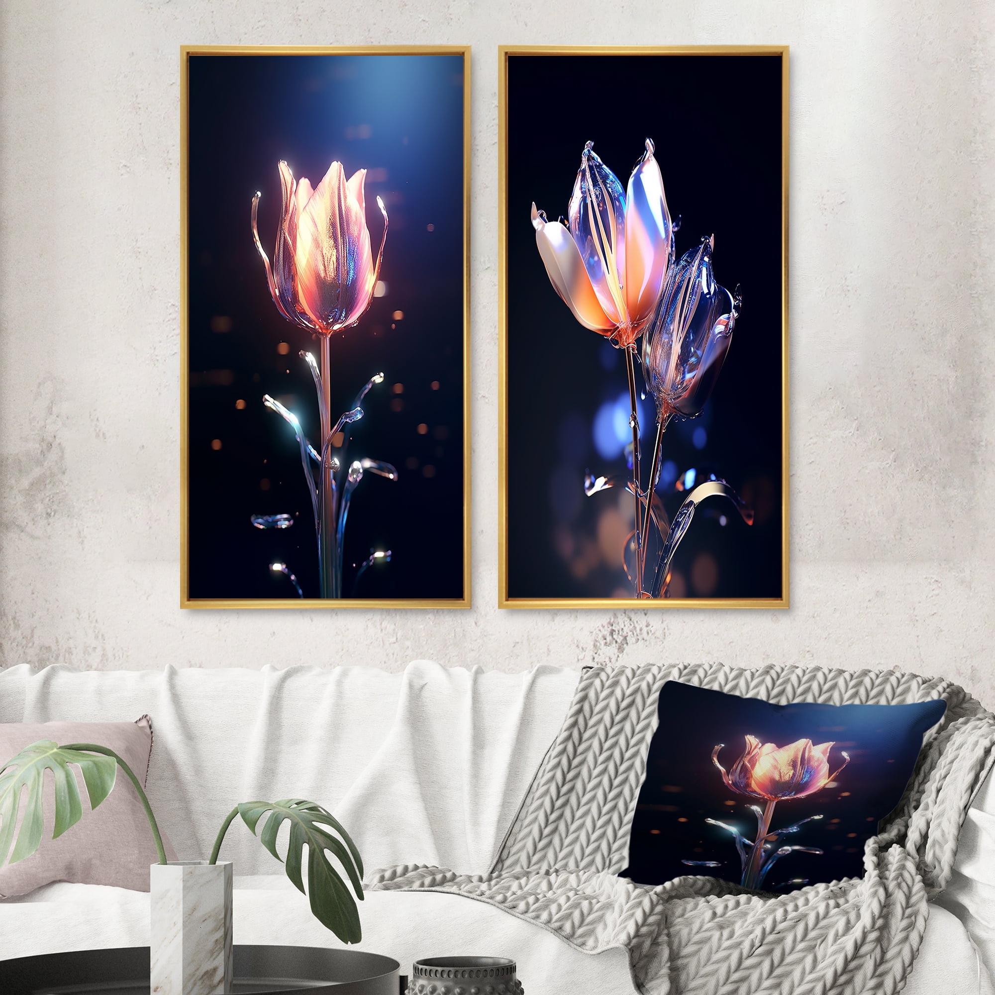 Designart "Graceful Blooming Luminescent Tulip I" Tulip Framed Wall Art ...