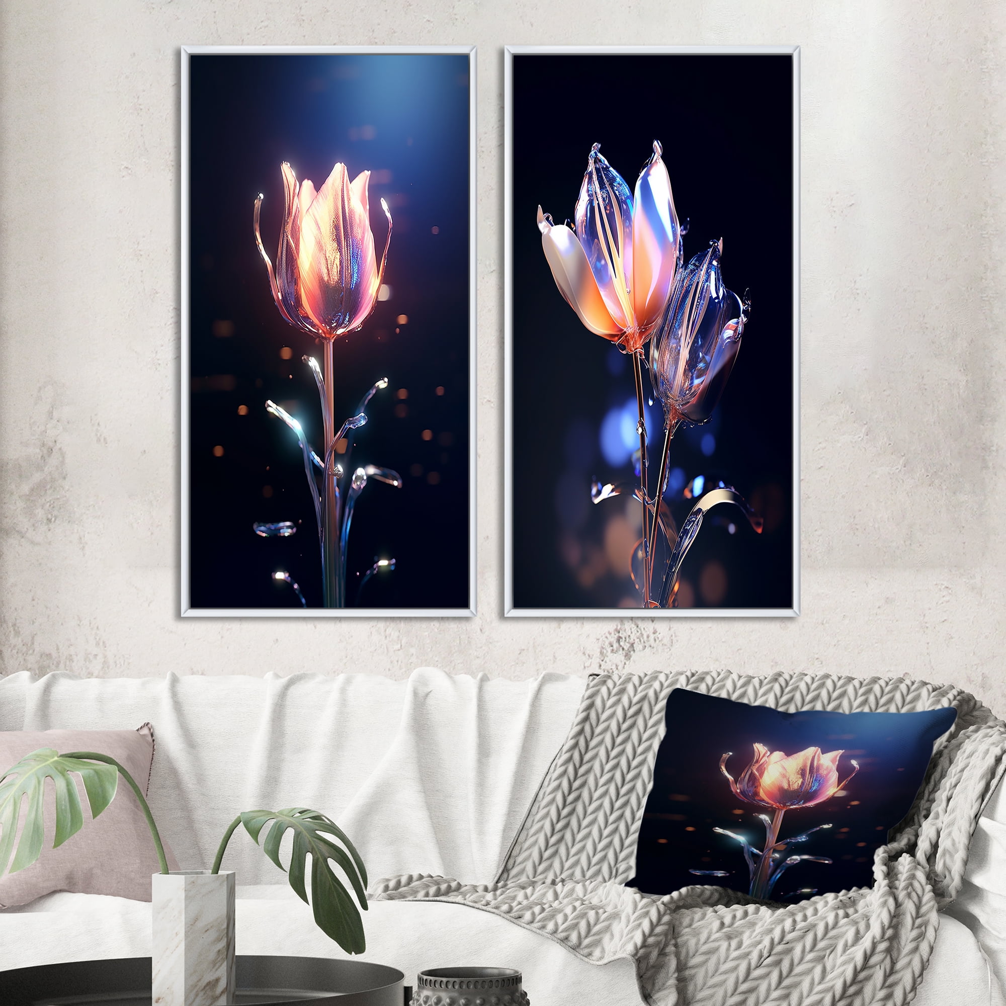 Designart "Graceful Blooming Luminescent Tulip I" Tulip Framed Wall Art ...