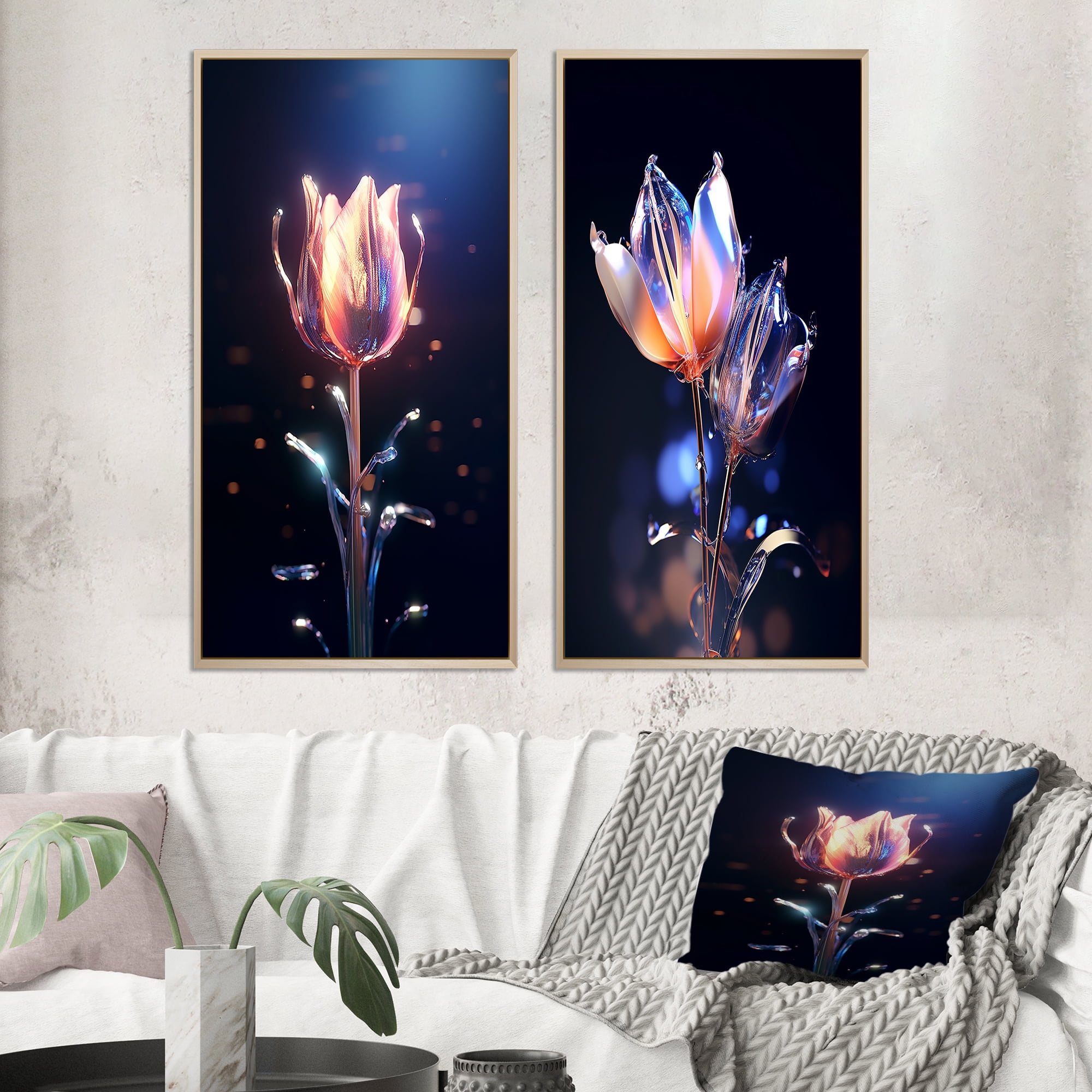 Designart "Graceful Blooming Luminescent Tulip I" Tulip Framed Wall Art ...