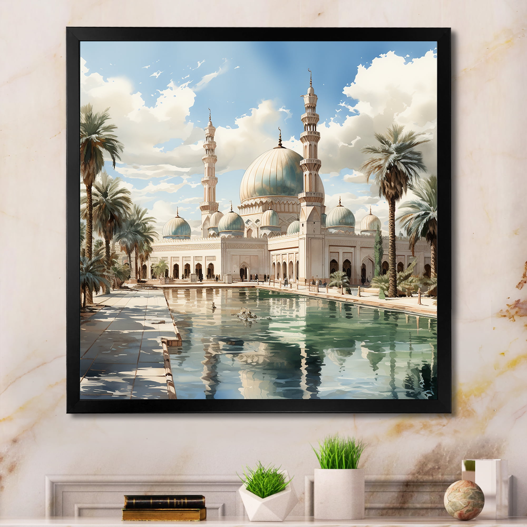 Designart "Grand Mosque of Sheikh Zayed I" Spiritual Framed Wall Art ...