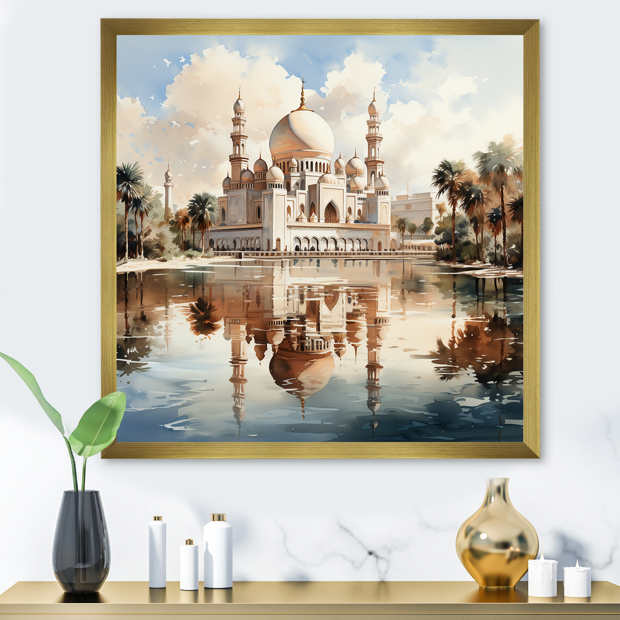 Designart "Grand Mosque of Sheikh Zayed III" Spiritual Framed Wall Art ...
