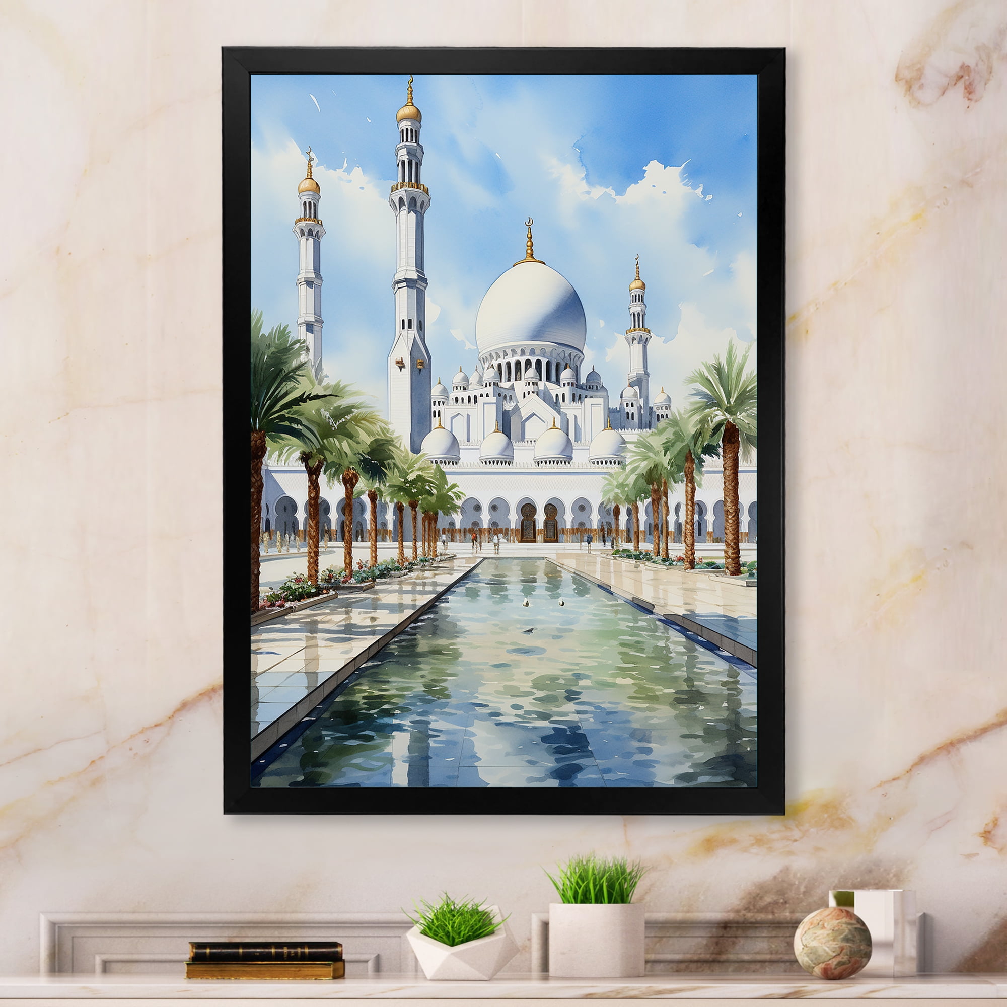 Designart "Grand Mosque of Sheikh Zayed IV" Spiritual Framed Wall Art ...