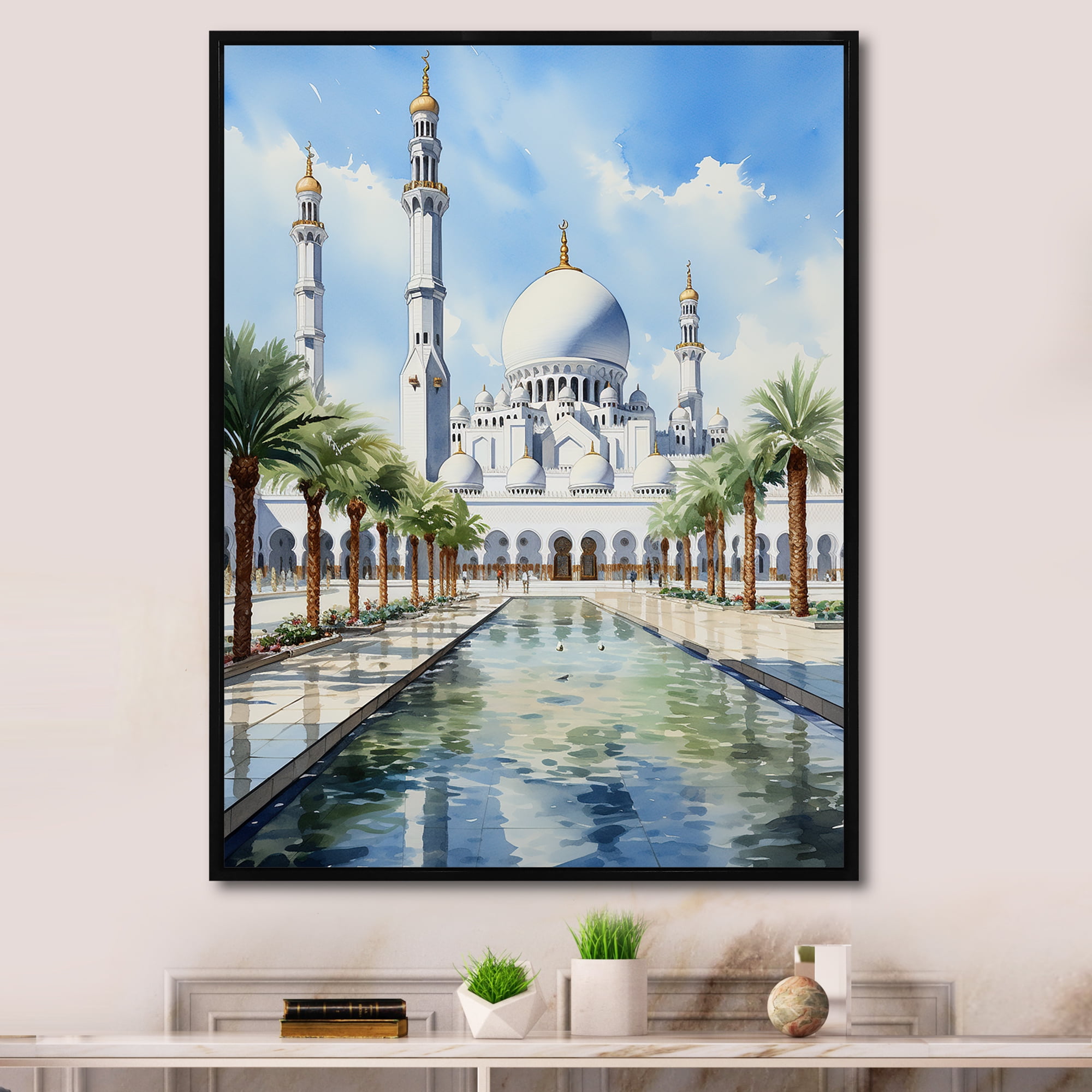 Designart "Grand Mosque of Sheikh Zayed IV" Spiritual Framed Wall Art ...