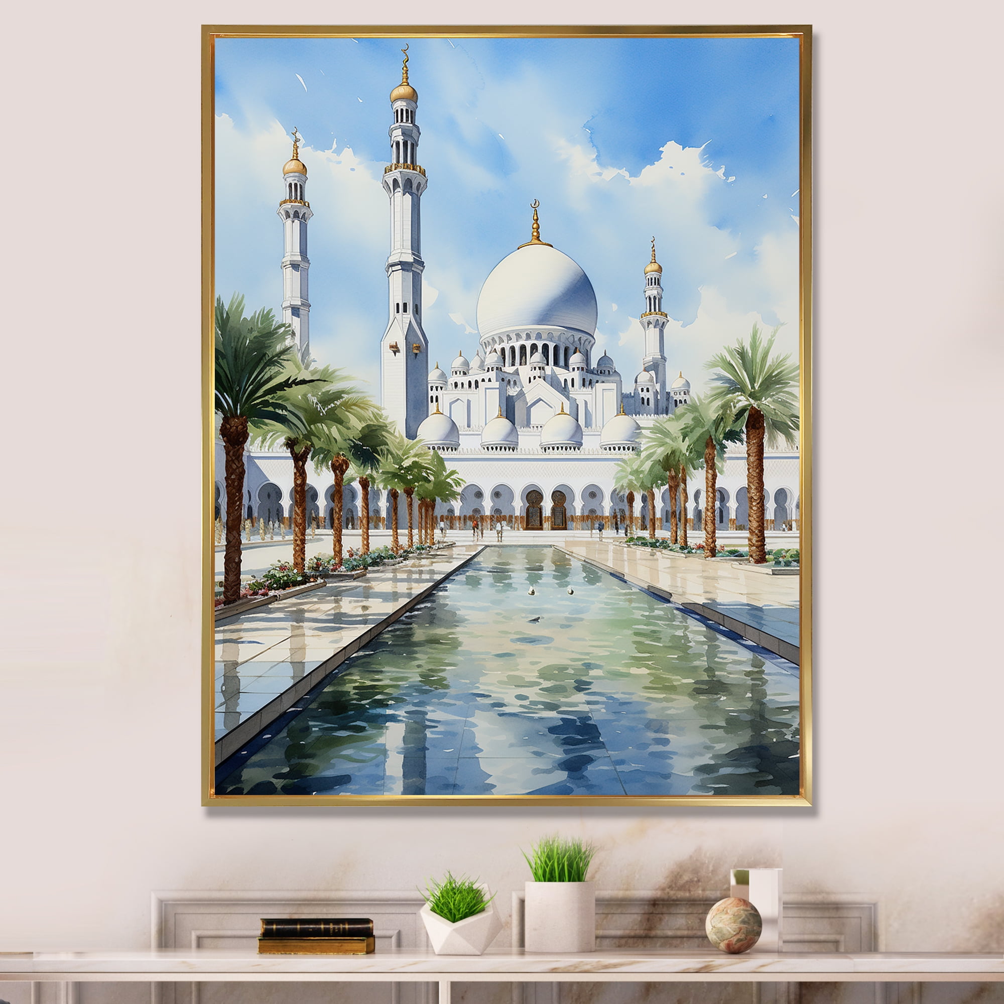 Designart "Grand Mosque of Sheikh Zayed IV" Spiritual Framed Wall Art ...