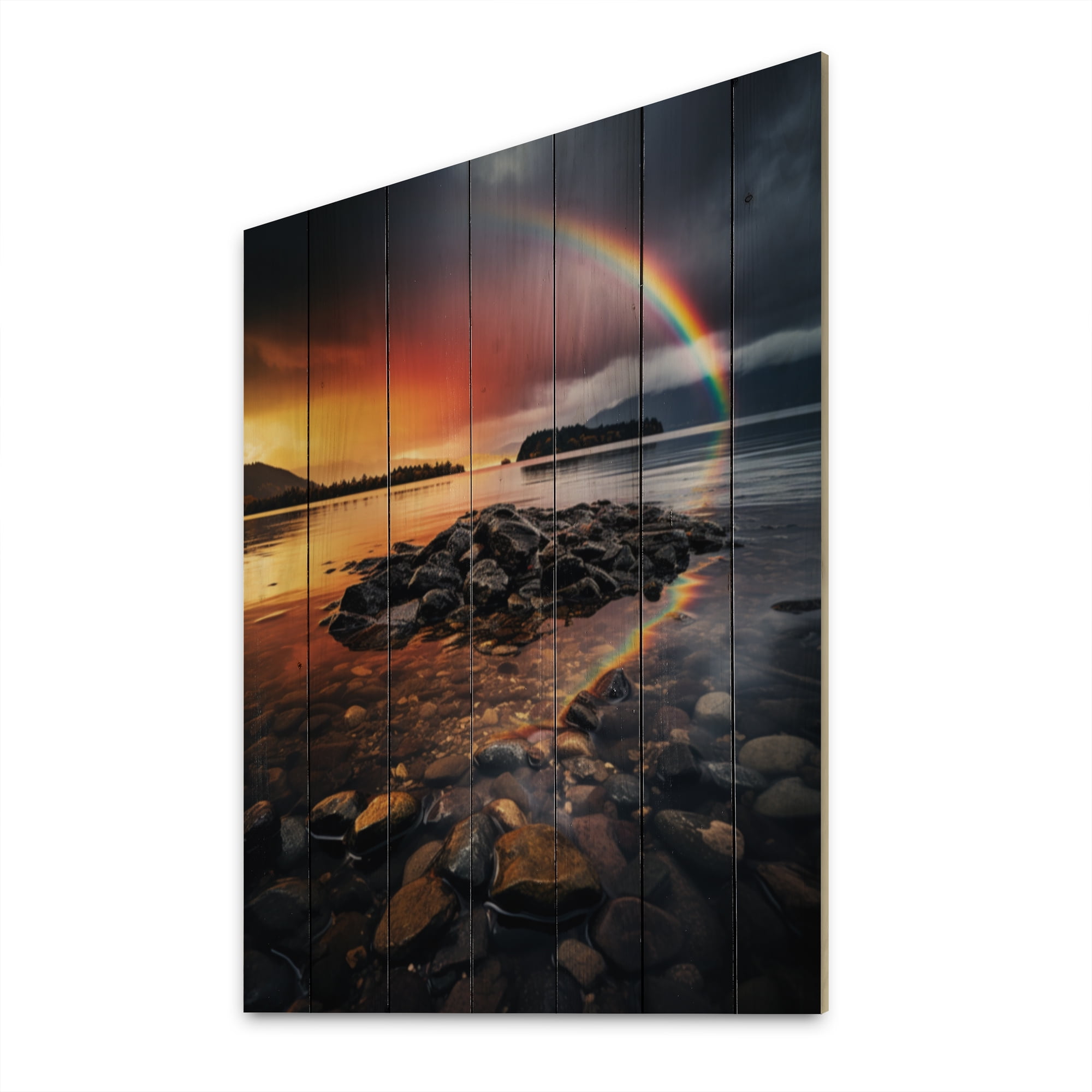 Designart "Grayscale Spectrum of a Rainbow" Rainbow Print on Natural ...
