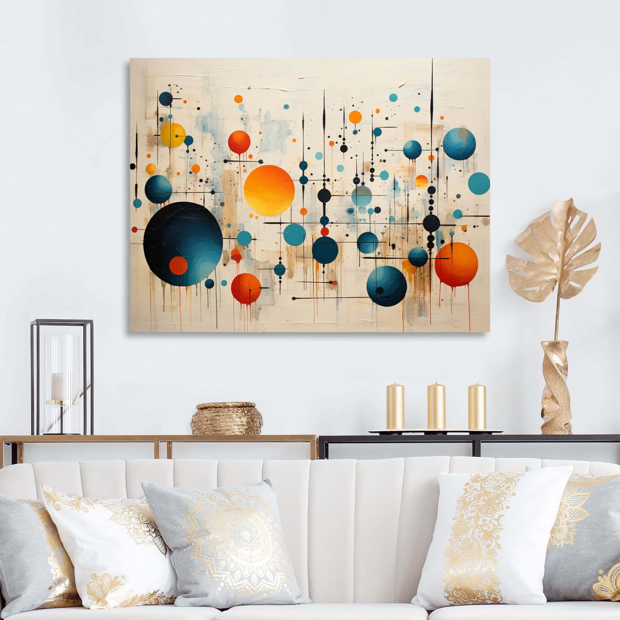 Designart "Green Beige Mid Century modern Retro III" Mid-century Canvas ...