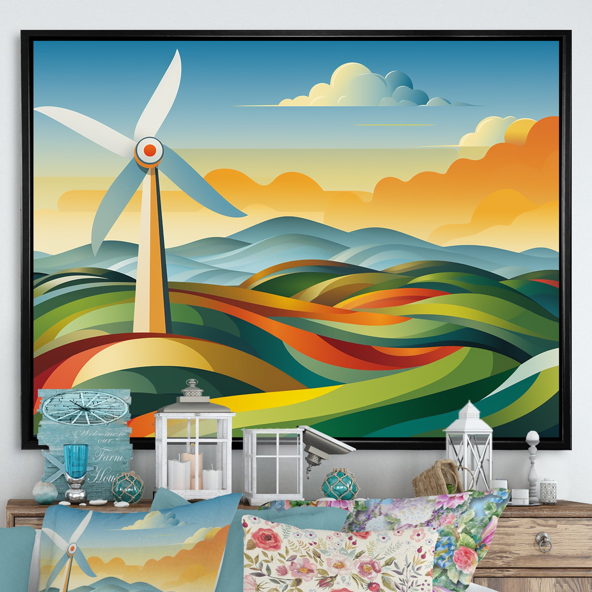 Designart "Green Horizon Holland Wind Turbine Views I" Architecture ...