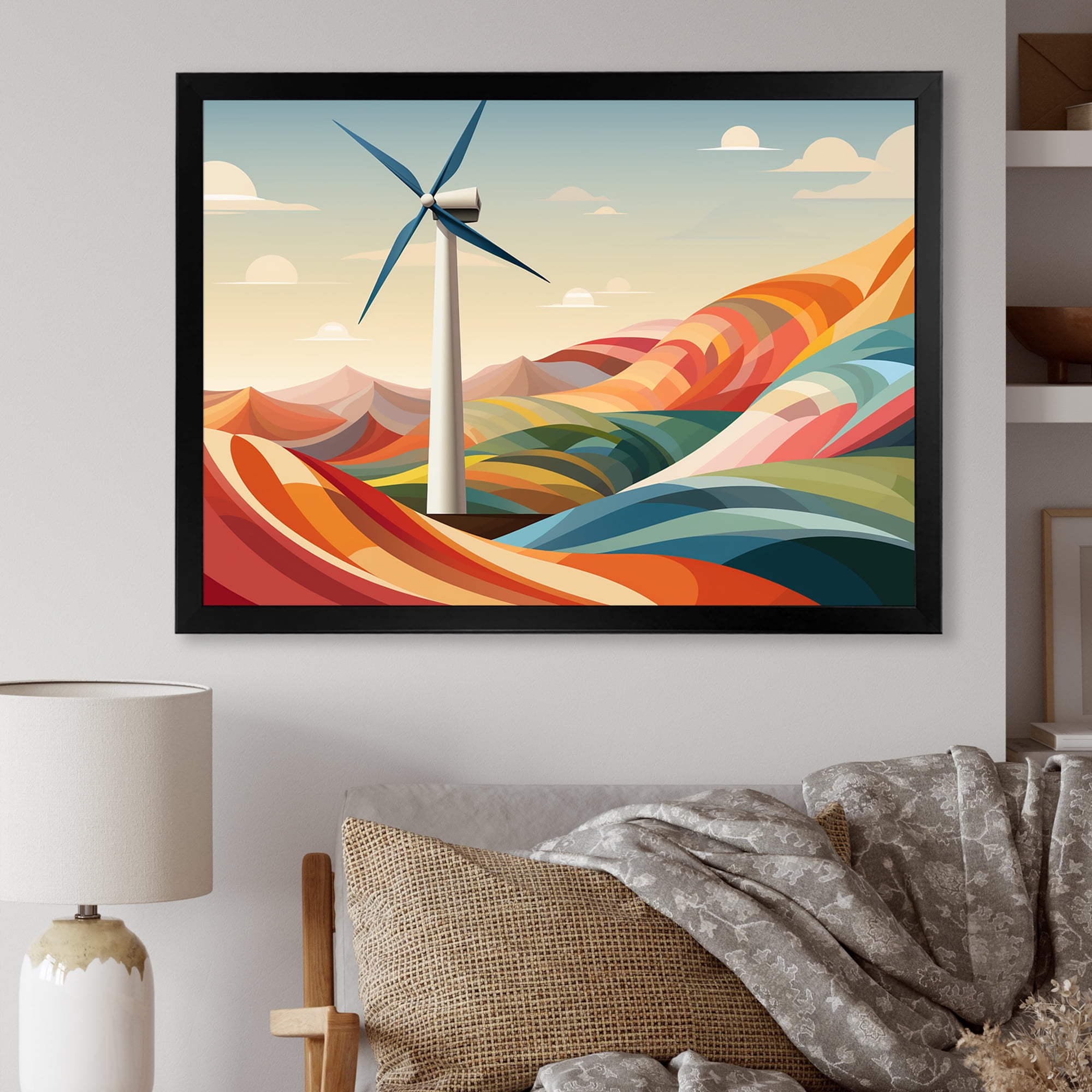 Designart "Green Horizon Holland Wind Turbine Views II" Architecture ...