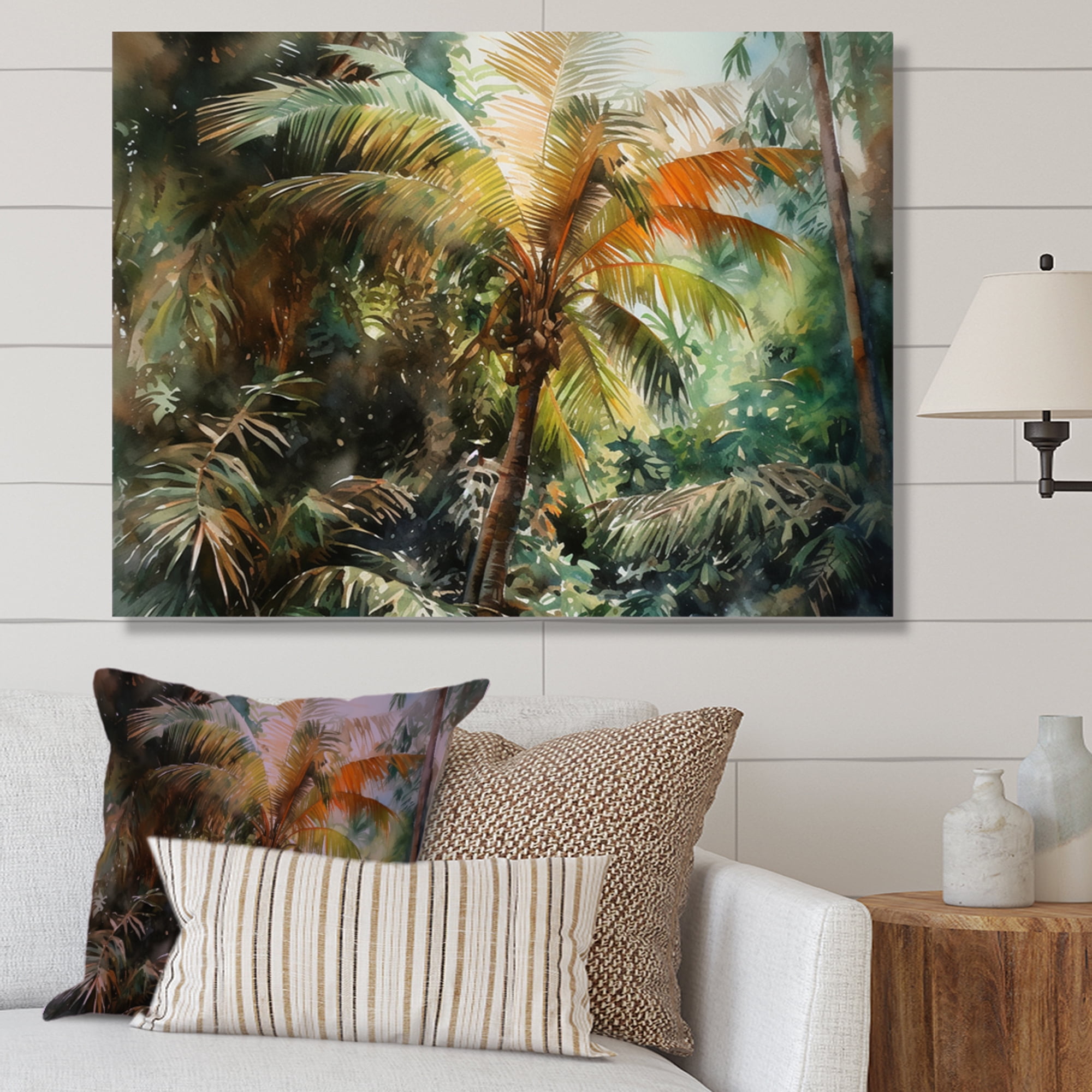 Designart "Green Palm Tree Paradise I" Floral Palms & Palm Trees Wall ...
