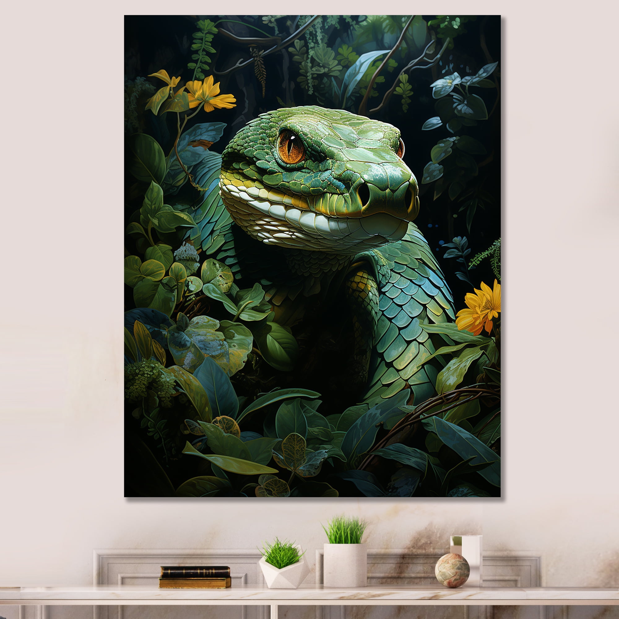 Designart "Green Snake silence" Animals Wall Decor - Walmart.com