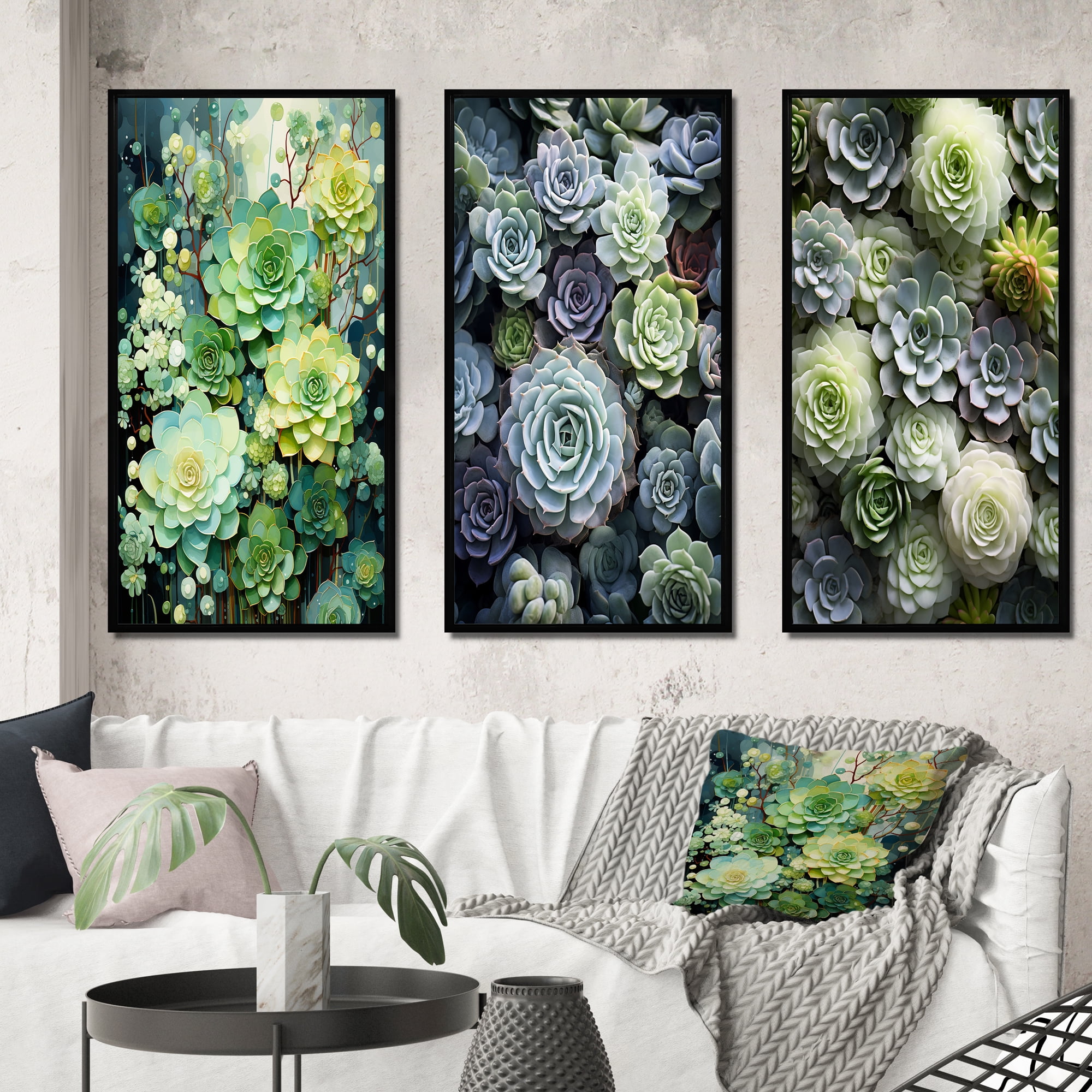 Designart "Green Succulents Flowers peaceful Succulents VIII" Floral ...