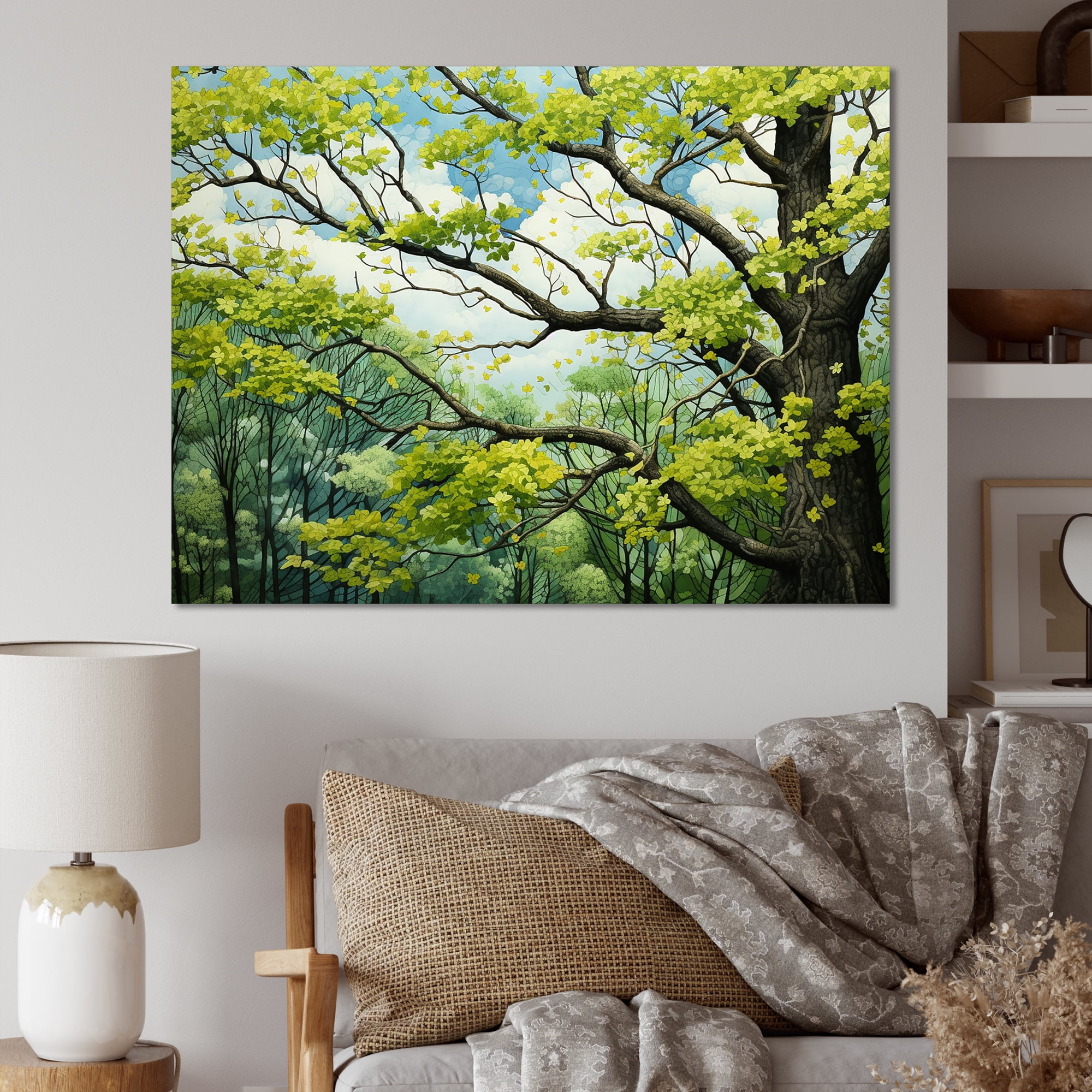 Designart "Green Tree Sycamore Charm III" Tree Sycamore Wall Decor ...
