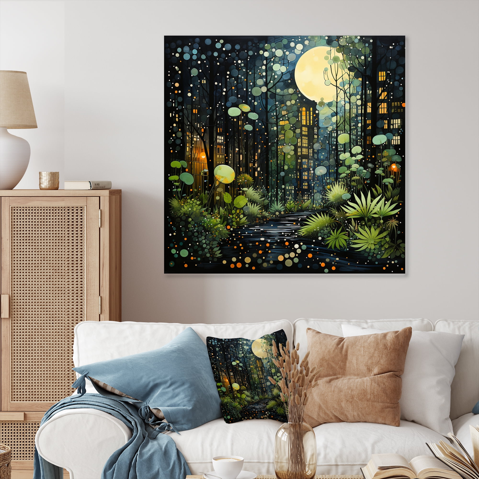 Designart "Green Yellow City Jungle II" Abstract Collages Metal Wall ...