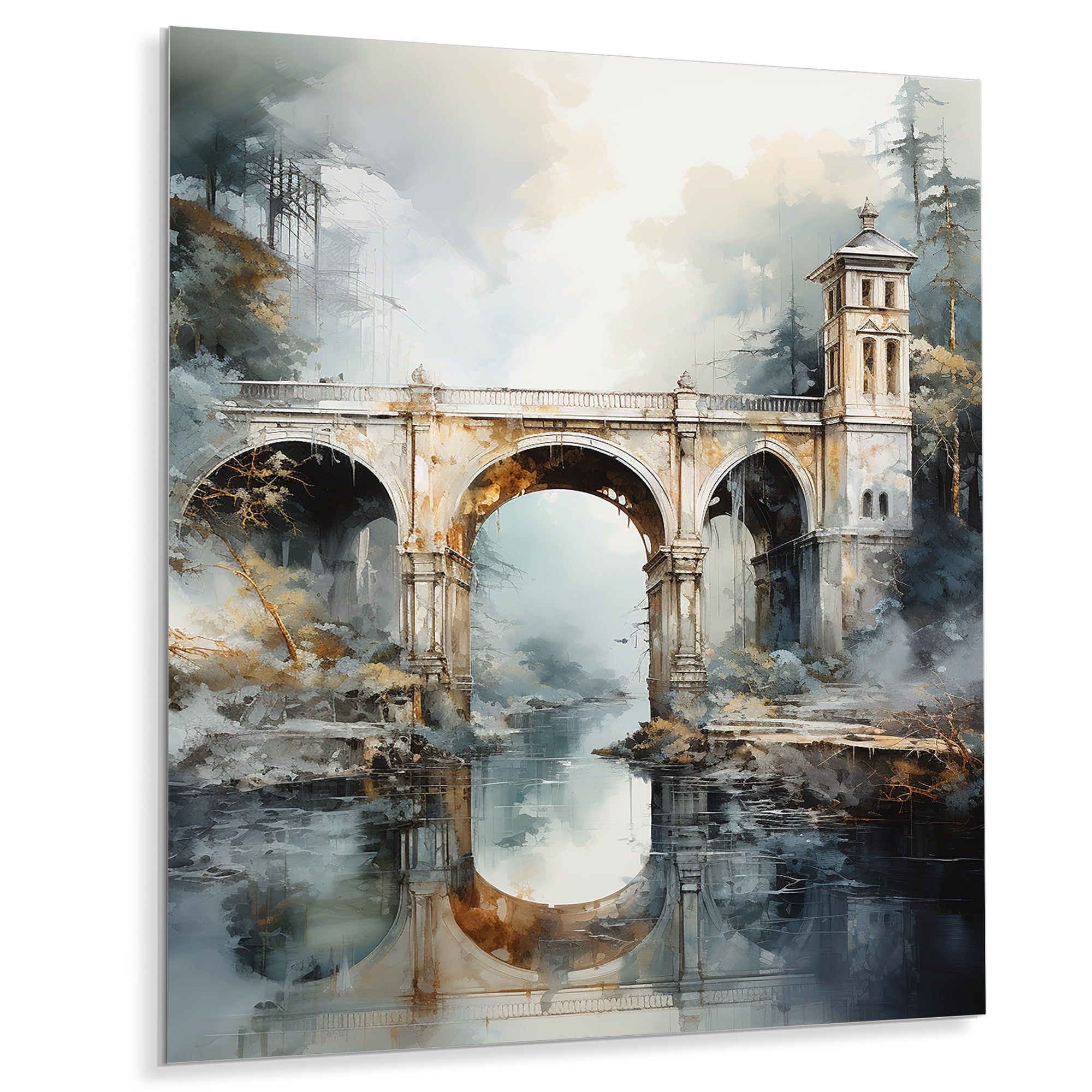 Designart "Grey Bridge delicate Overpass II" Bridges Metal Art Print ...