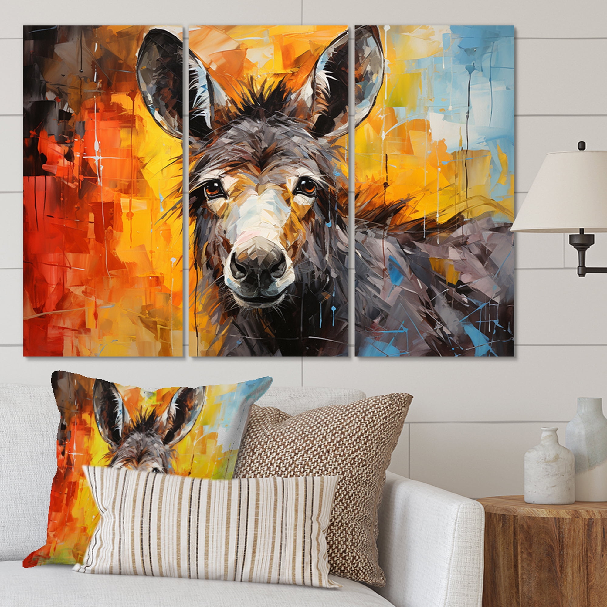 Designart "Grey Donkey Gentle Companion composition" Animals Metal Art ...