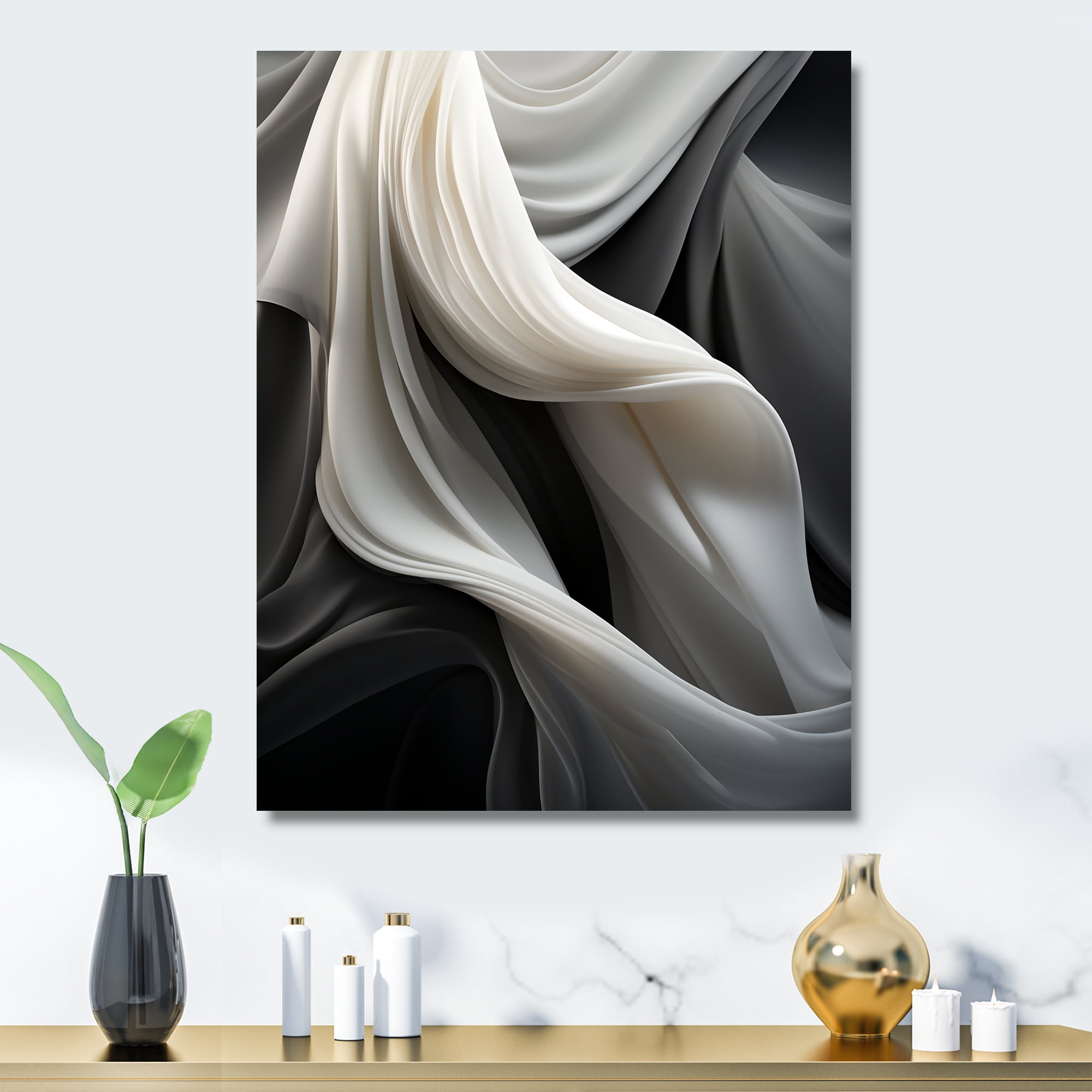 Designart "Grey Soothing Shadows III In Grey"Abstract Collages Metal ...
