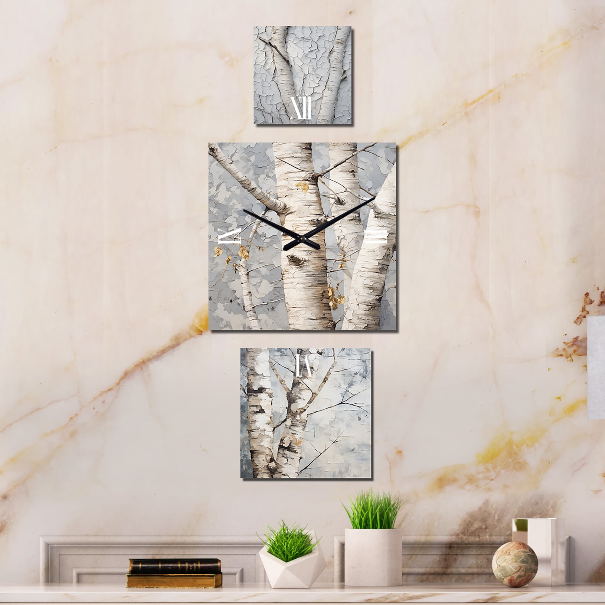 Designart "Grey Sycamore Shade Minimalism" Trees Oversized Traditional ...