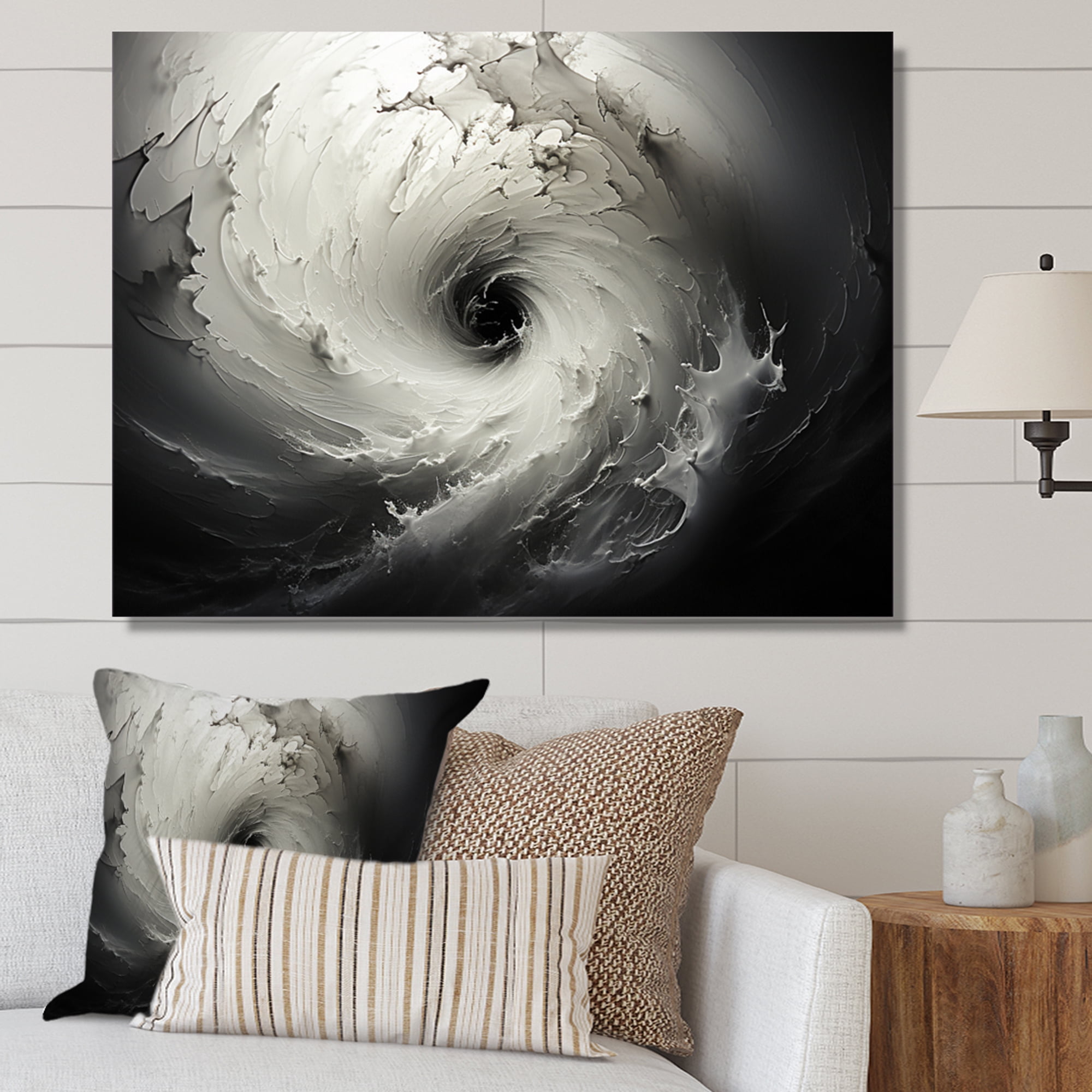 Designart "Grey modern Whirlwind Storm III" Landscapes Wall Art Living ...