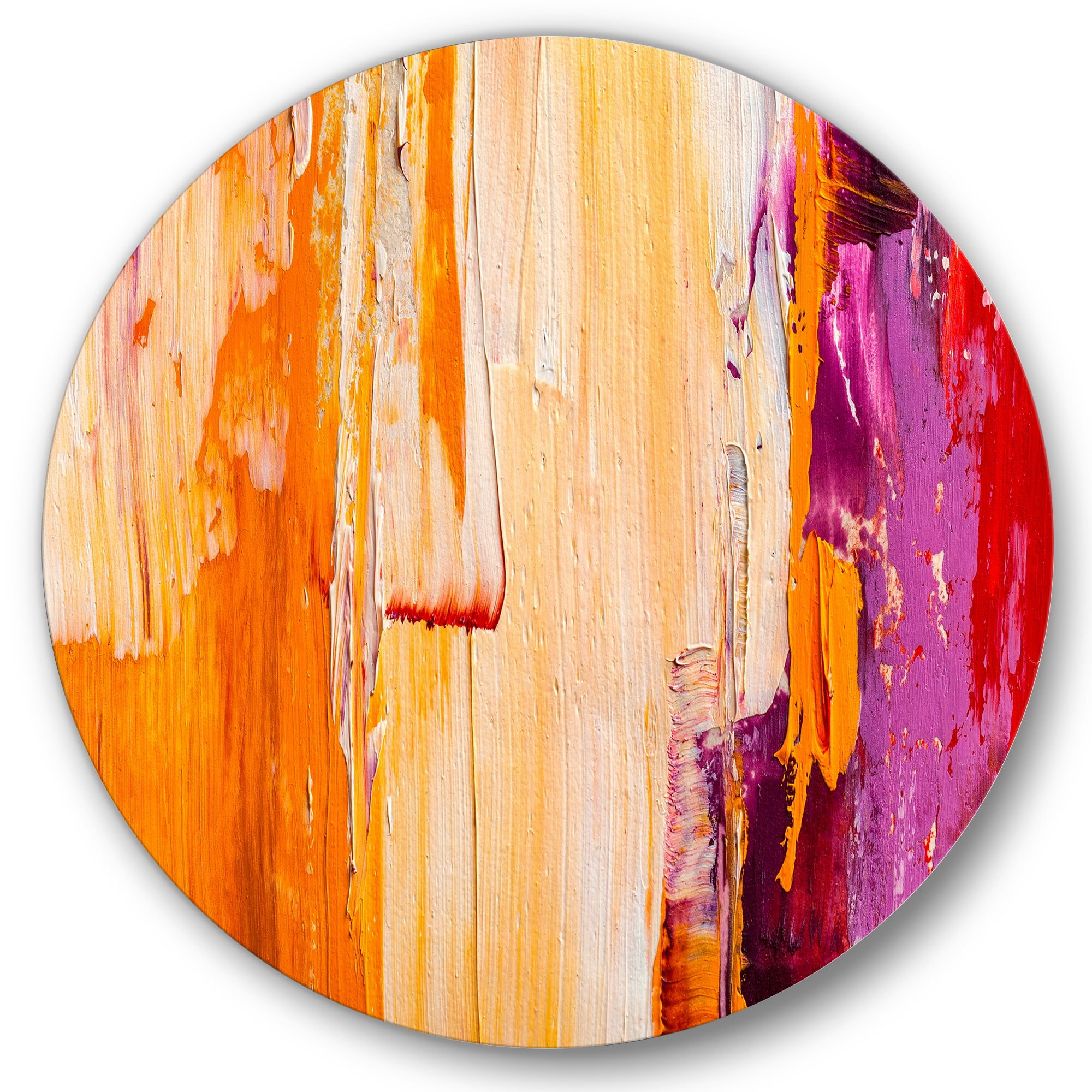 Designart 'Grunge Brown Abstract' Modern Circle Metal Wall Art 11x11 ...