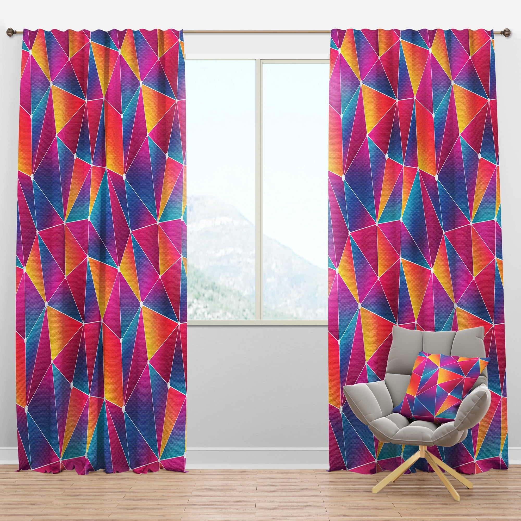 Designart 'Grunge Effect With Bright Triangle' Modern Blackout Curtain ...