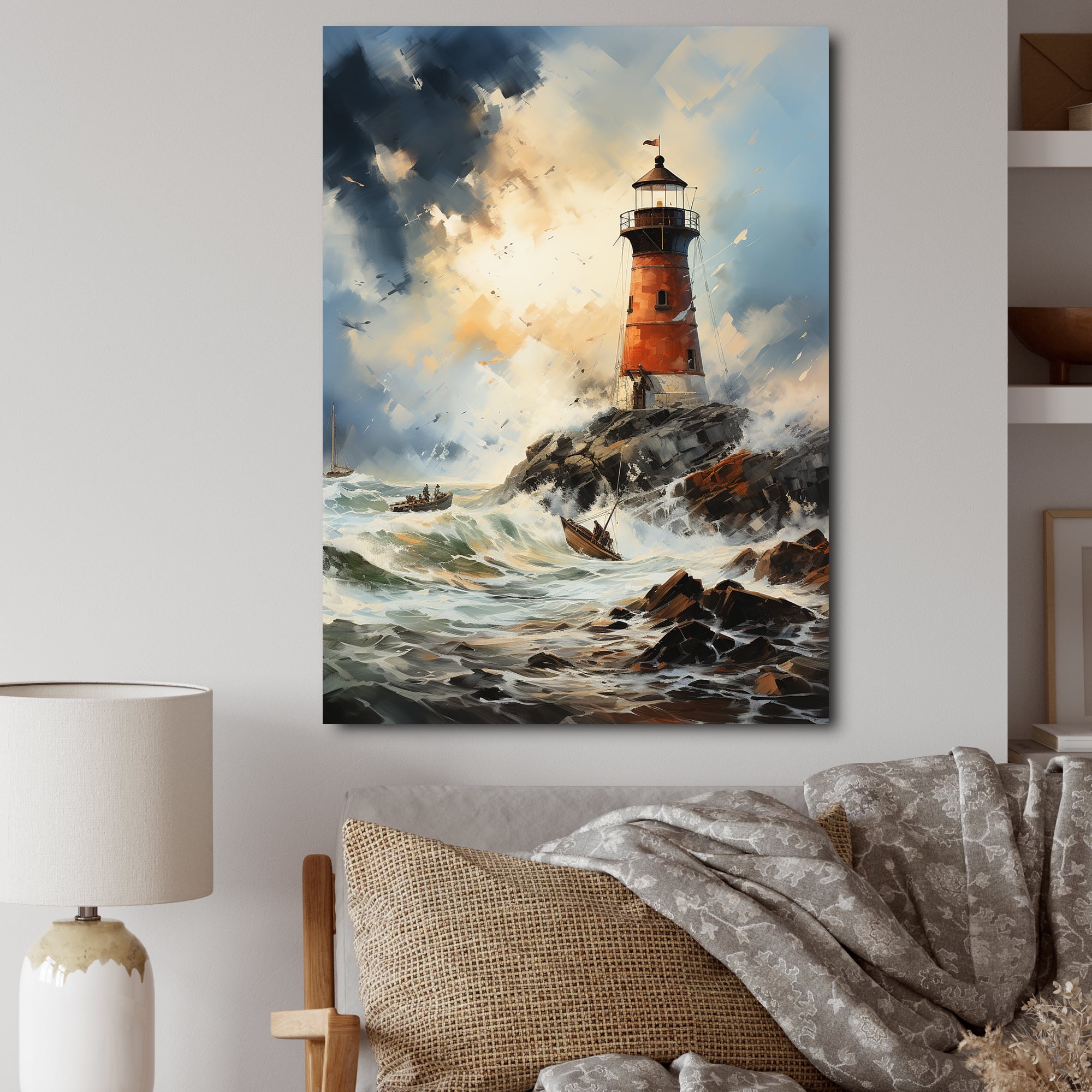 Designart "Guiding Light Vintage Lighthouses I" Nautical & Beach Wall ...