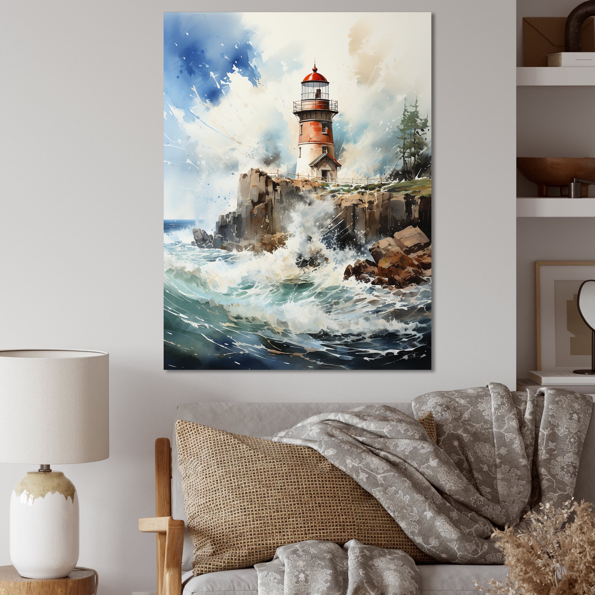 Designart "Guiding Light Vintage Lighthouses IV" Nautical & Beach Wall ...