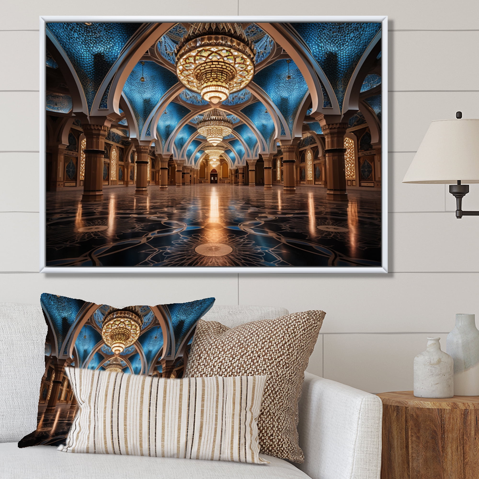 Designart "Hadum Mosque Islam wall decor I" Islamic Floater Framed Wall ...