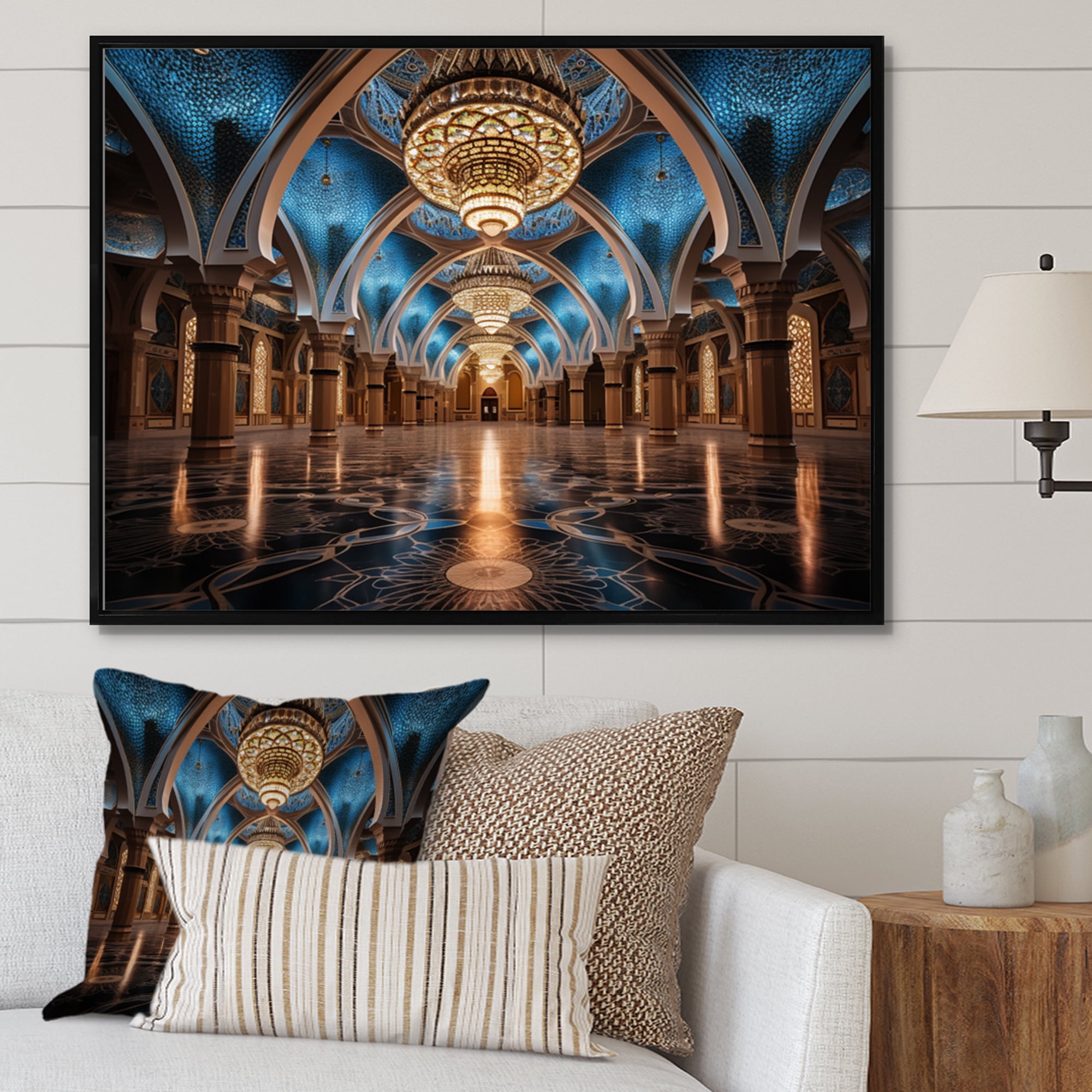 Designart "Hadum Mosque Islam wall decor I" Islamic Floater Framed Wall ...