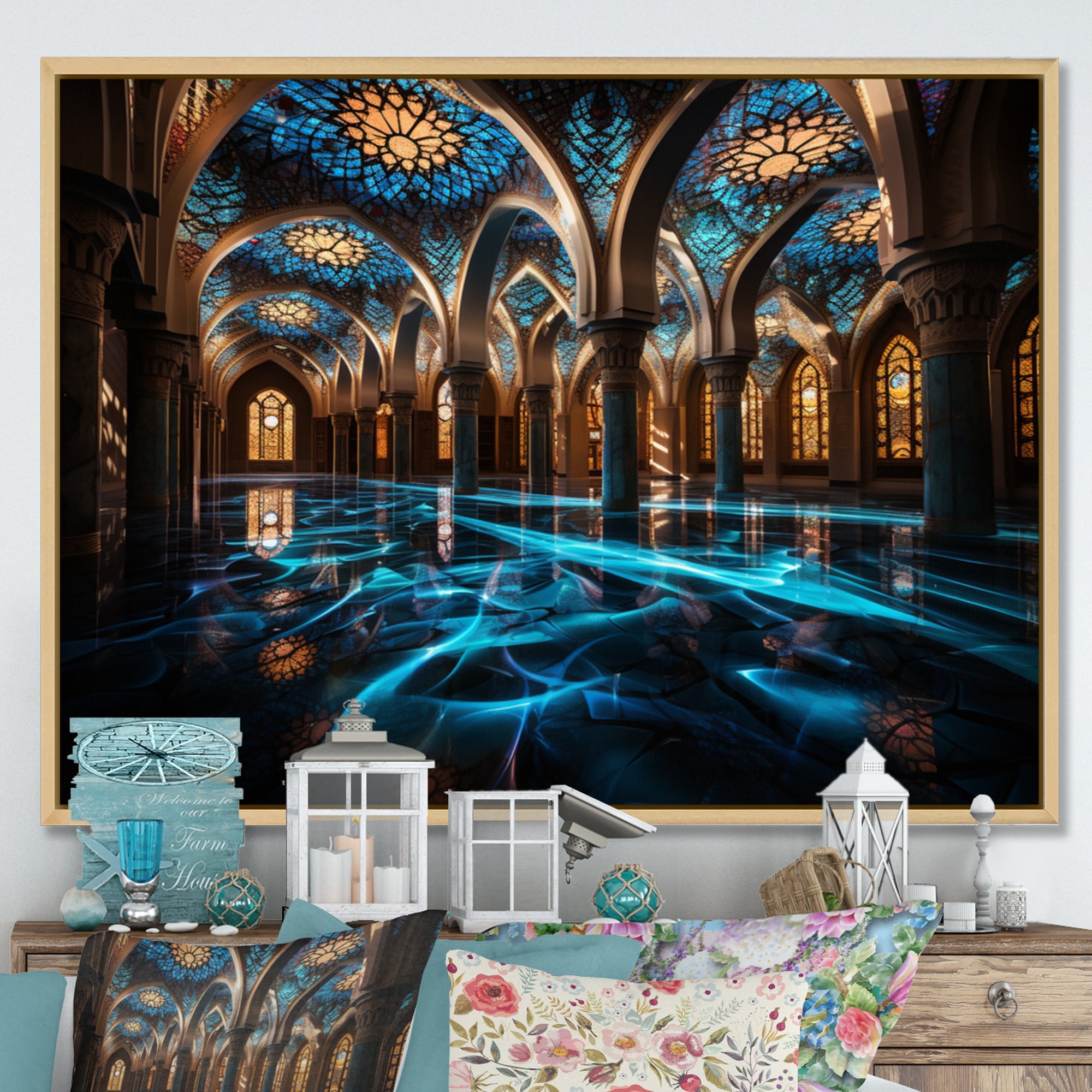 Designart "Hadum Mosque Islam wall decor II" Islamic Floater Framed ...