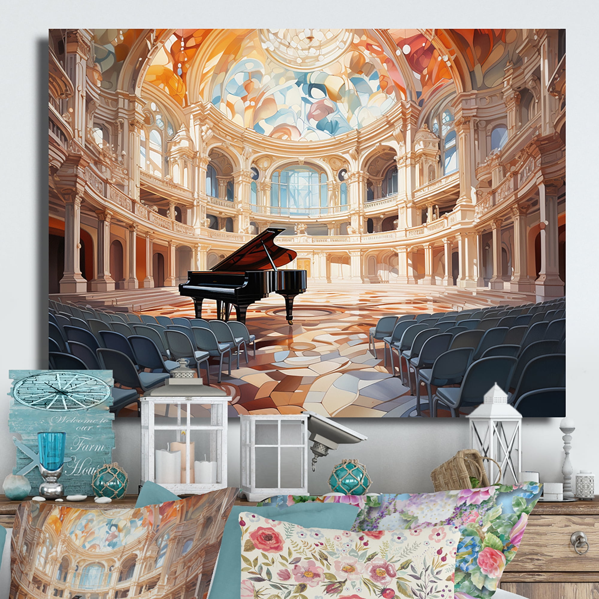 Designart "Hall Of Concert Halls art painting I" Architecture Metal ...