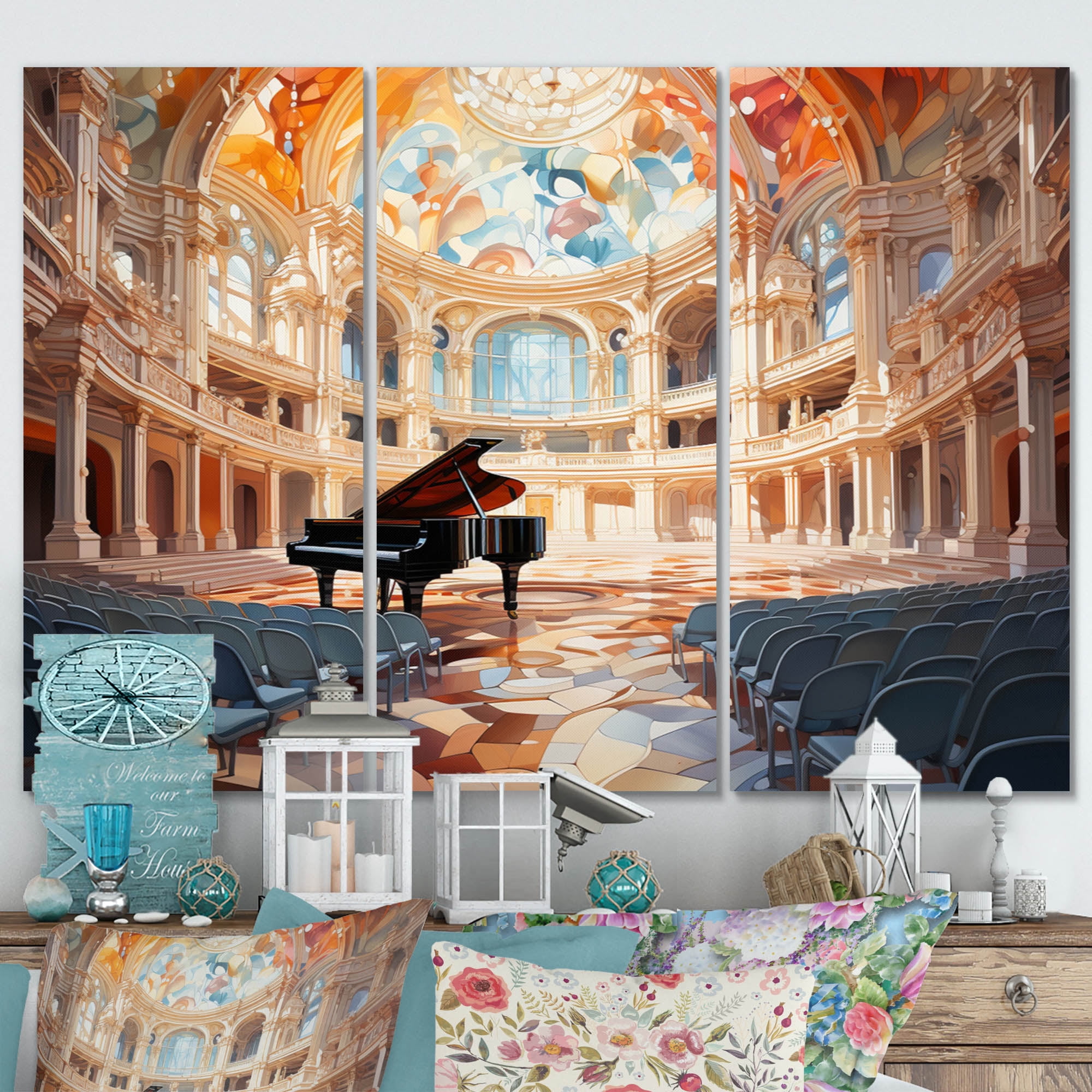 Designart "Hall Of Concert Halls art painting I" Architecture Metal ...