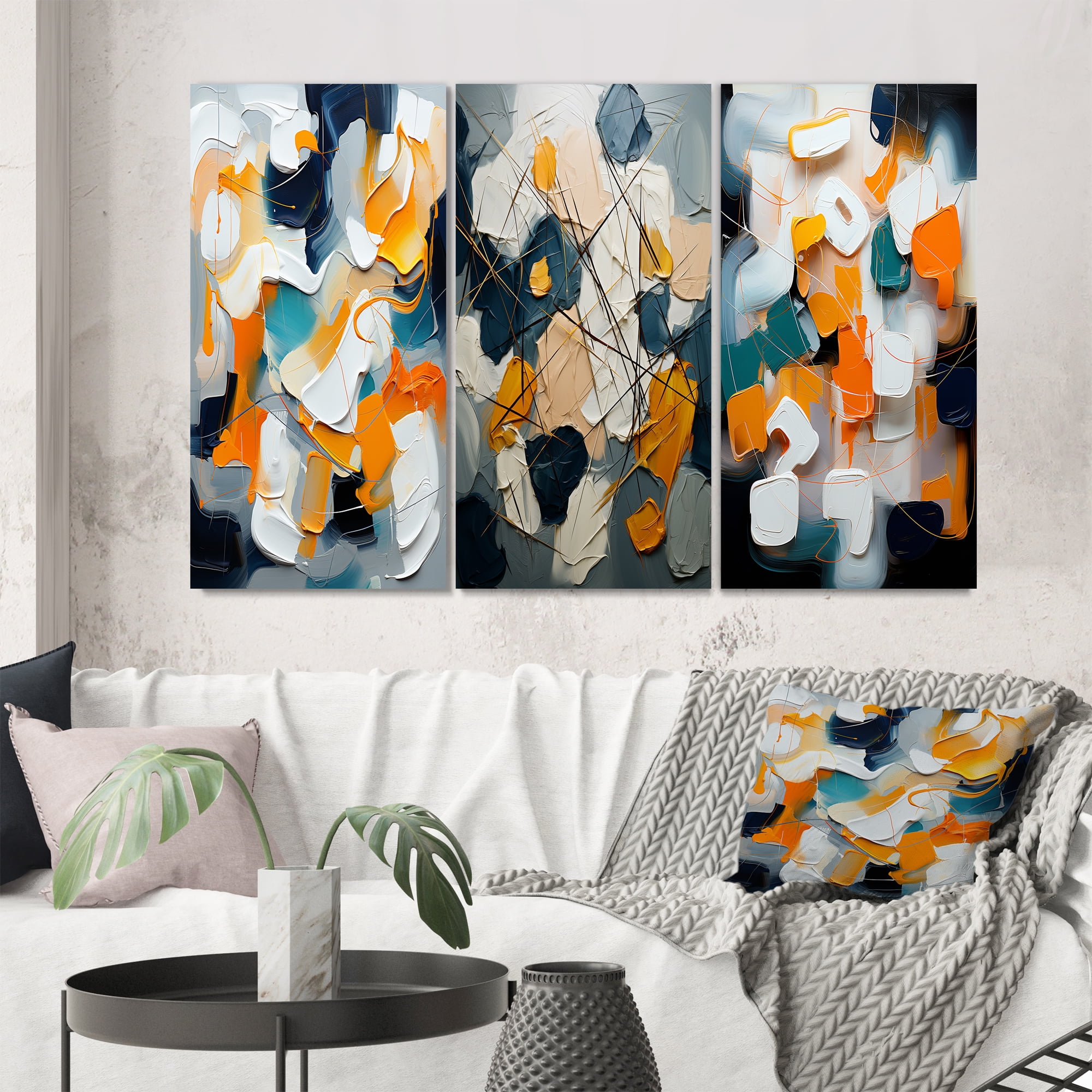 Designart "Happiness in Orange Minimalist Abstract Painting II ...