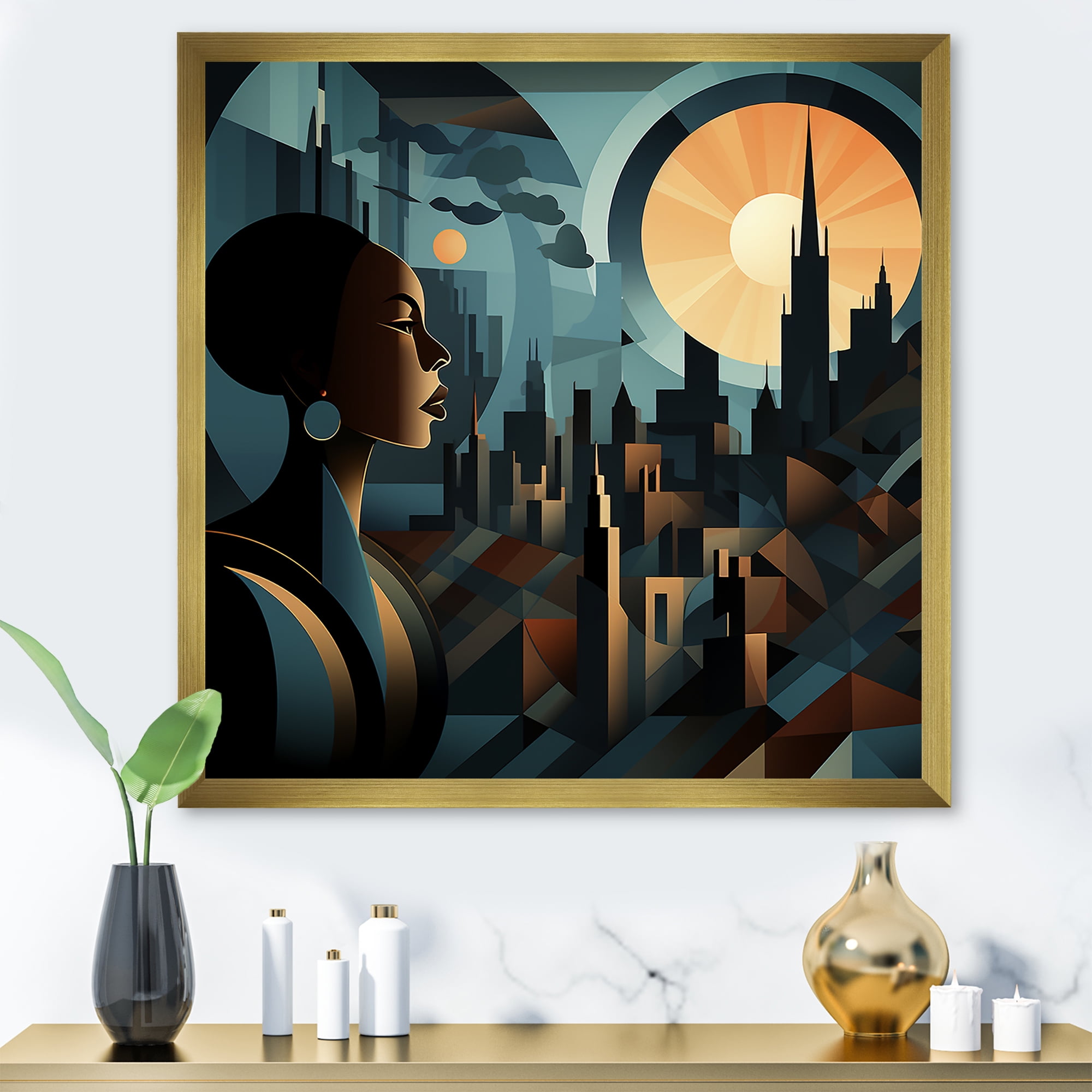 Designart "Harlem Renaissance Portrait II" People Framed Wall Art Decor ...