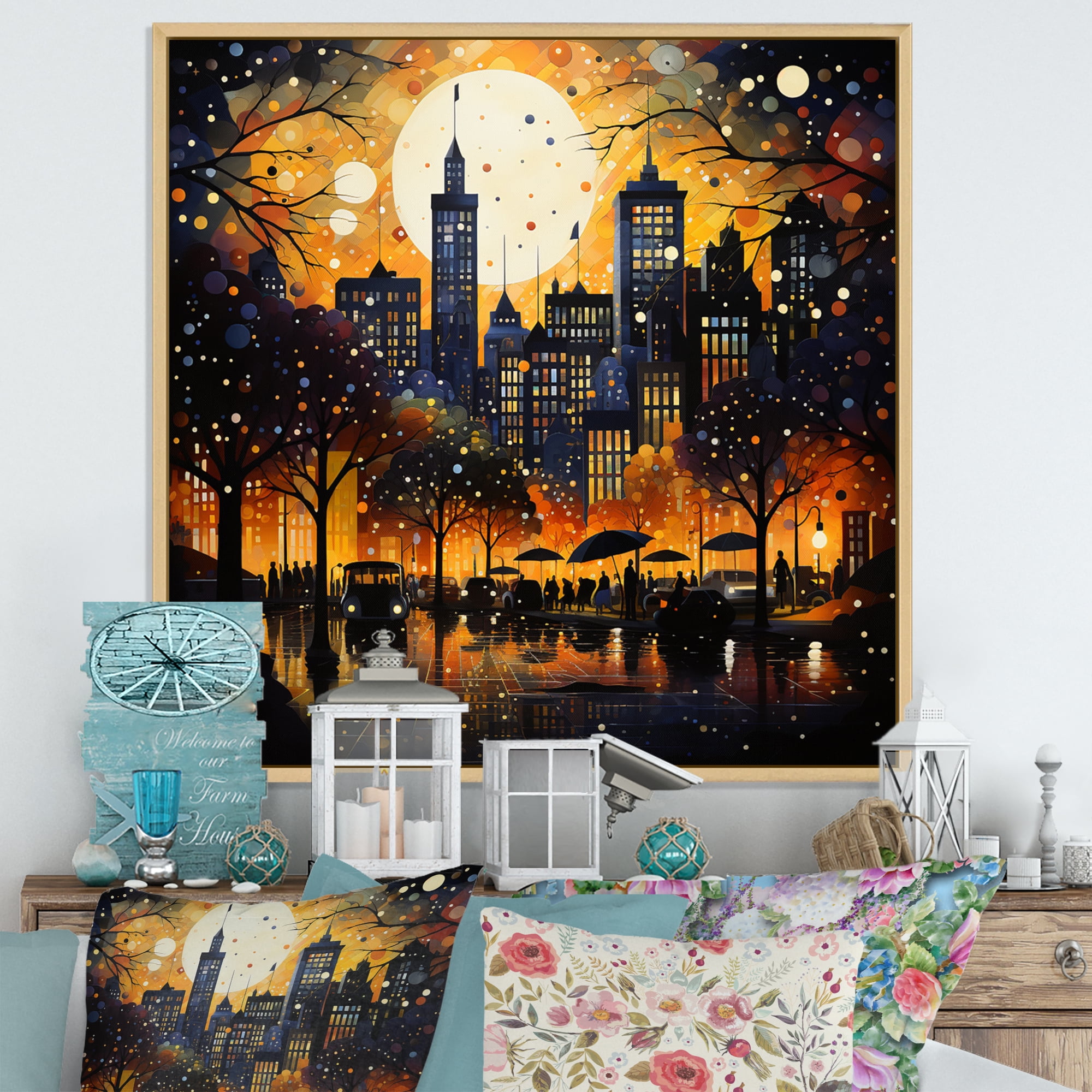 Designart "Harlem Renaissance Reflections Painting I" Pointillism ...