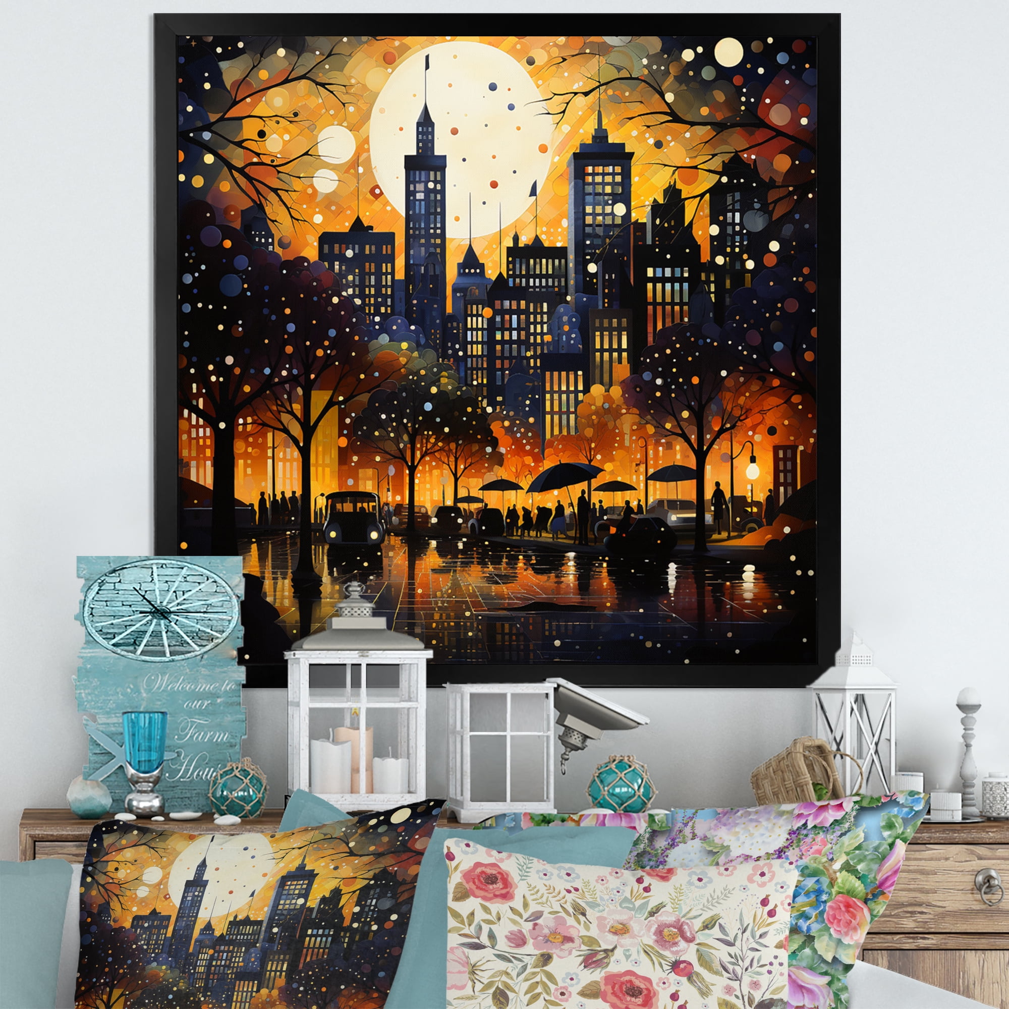 Designart "Harlem Renaissance Reflections Painting I" Pointillism ...