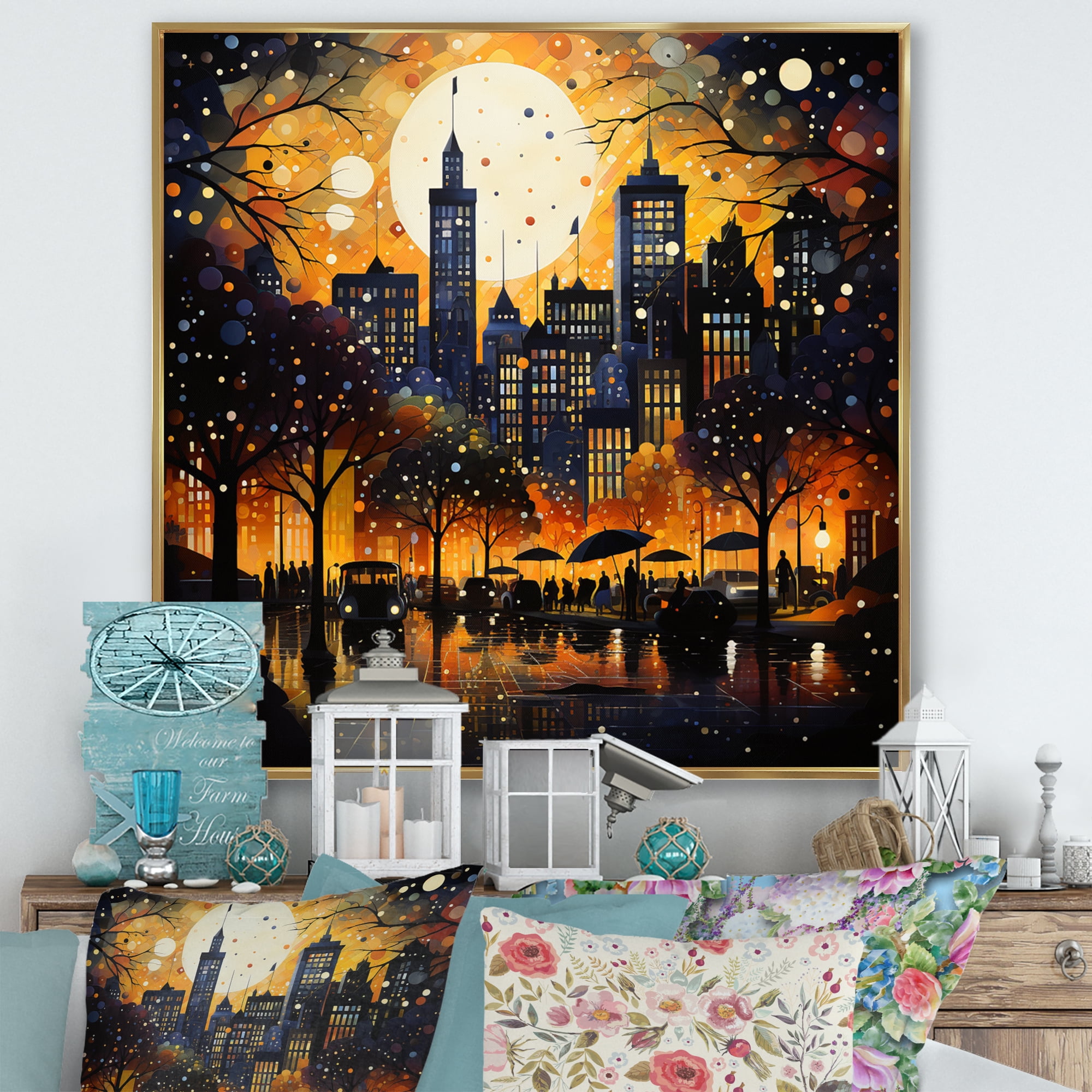 Designart "Harlem Renaissance Reflections Painting I" Pointillism ...