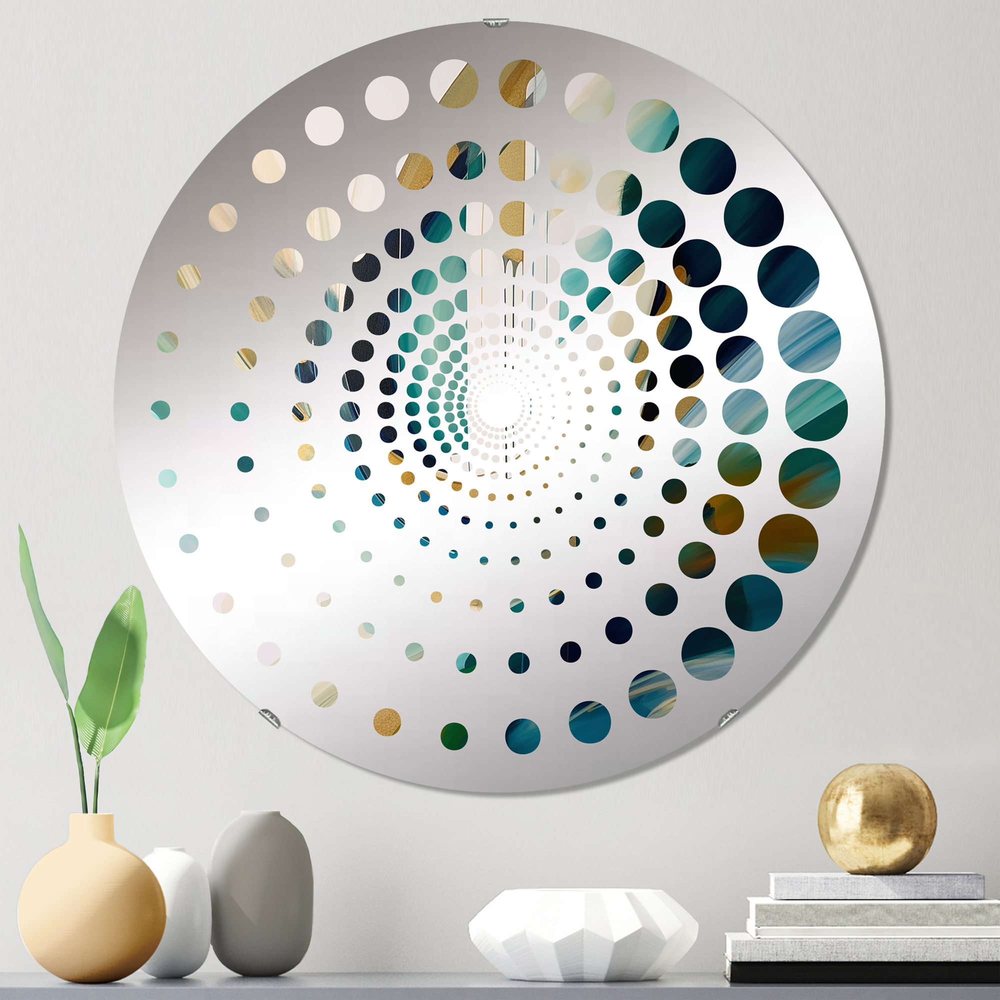 Designart "Harmonic Convergence in Cream and Green III" Abstract Shapes ...